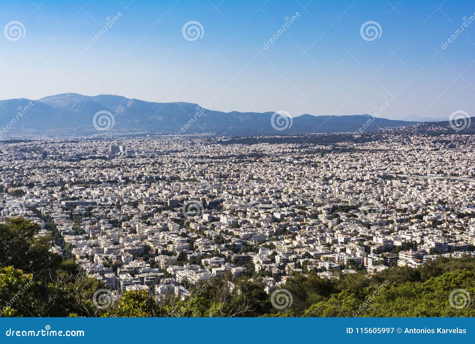 View of Athens from Hymettus Mountain, Greece. Stock Image - Image of ...