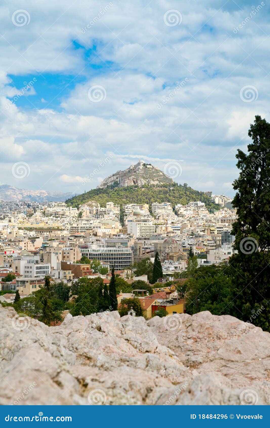 View on Athens and Lycabettus Mount Stock Photo - Image of athens ...