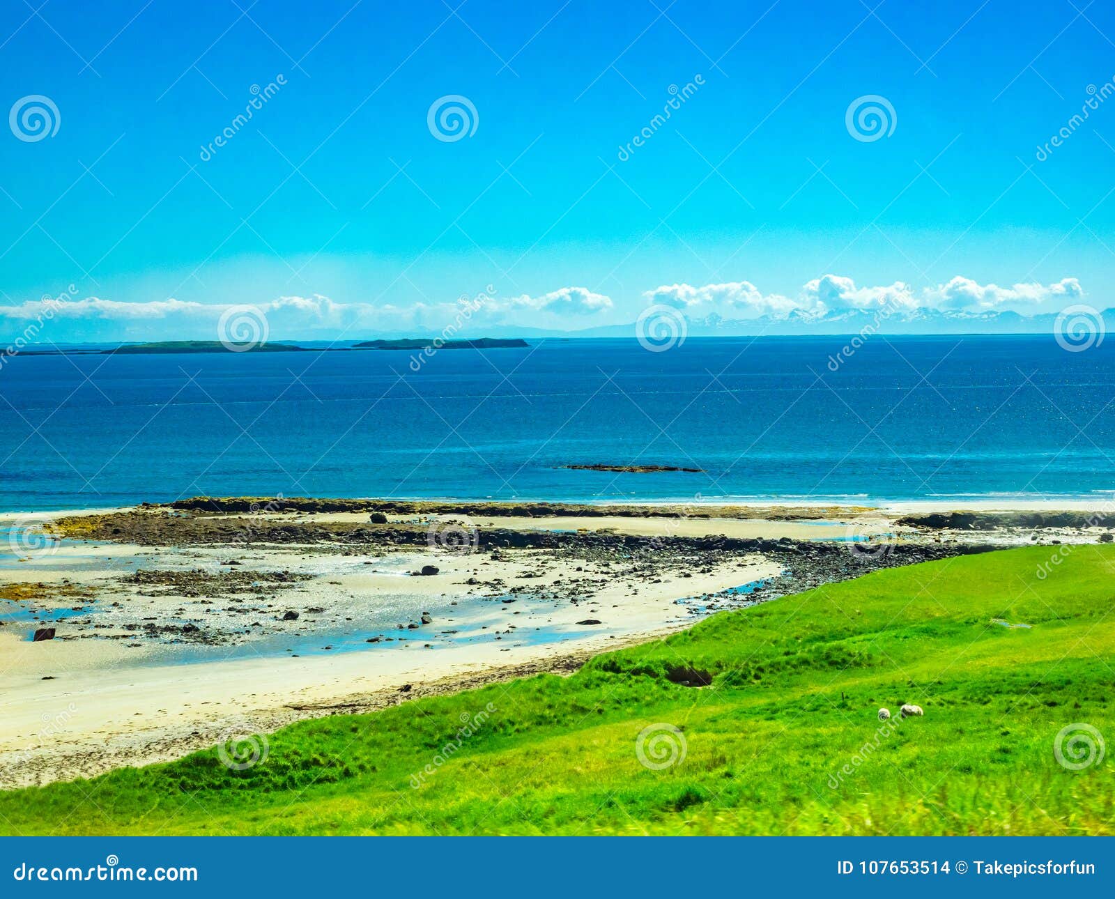 View of Atlantic Ocean and the Beach Stock Photo - Image of grass ...