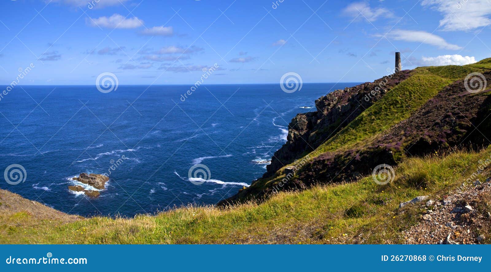 View of the Atlantic Ocean from Cornish Coast Stock Photo - Image of ...