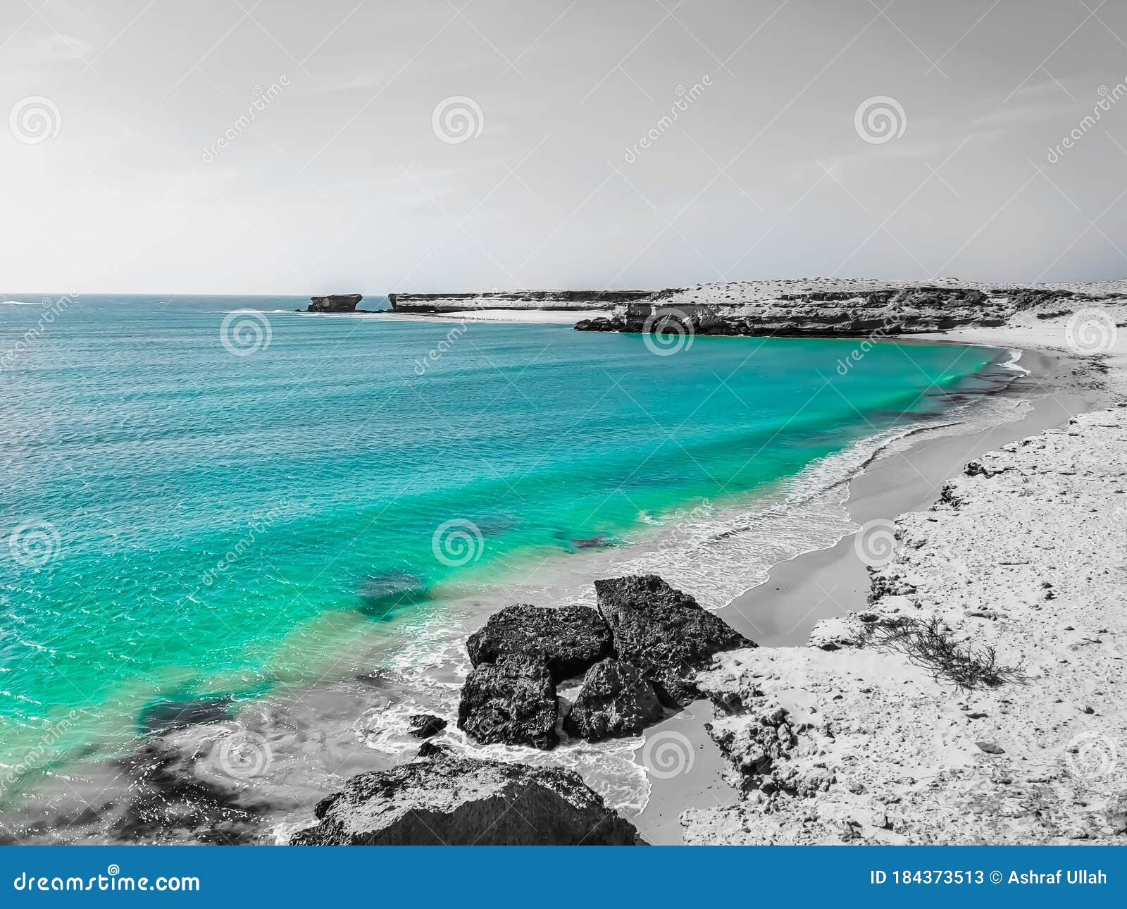 View of Atlantic Ocean from Sahara Desert at Dakhla, Moroccan Sahara ...