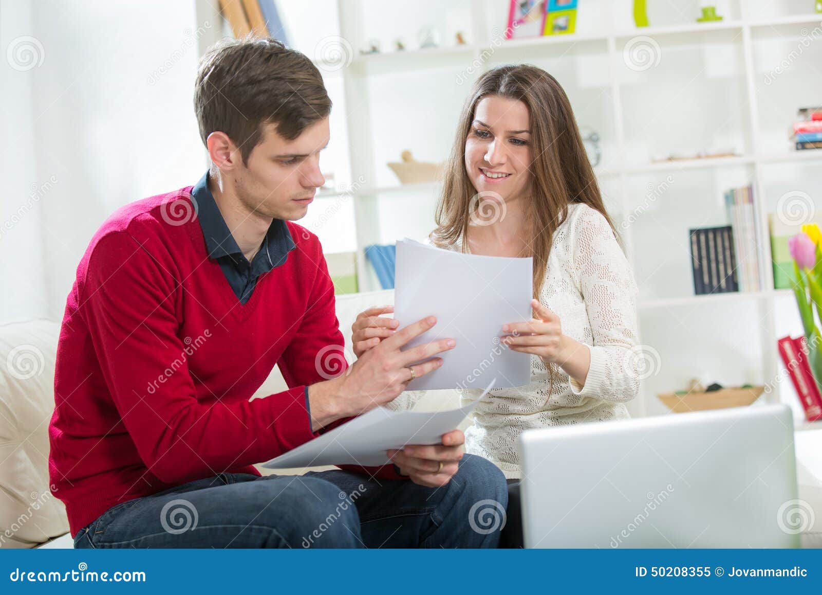 View of an Attractive Couple Doing Administrative Paperwork Stock Image ...