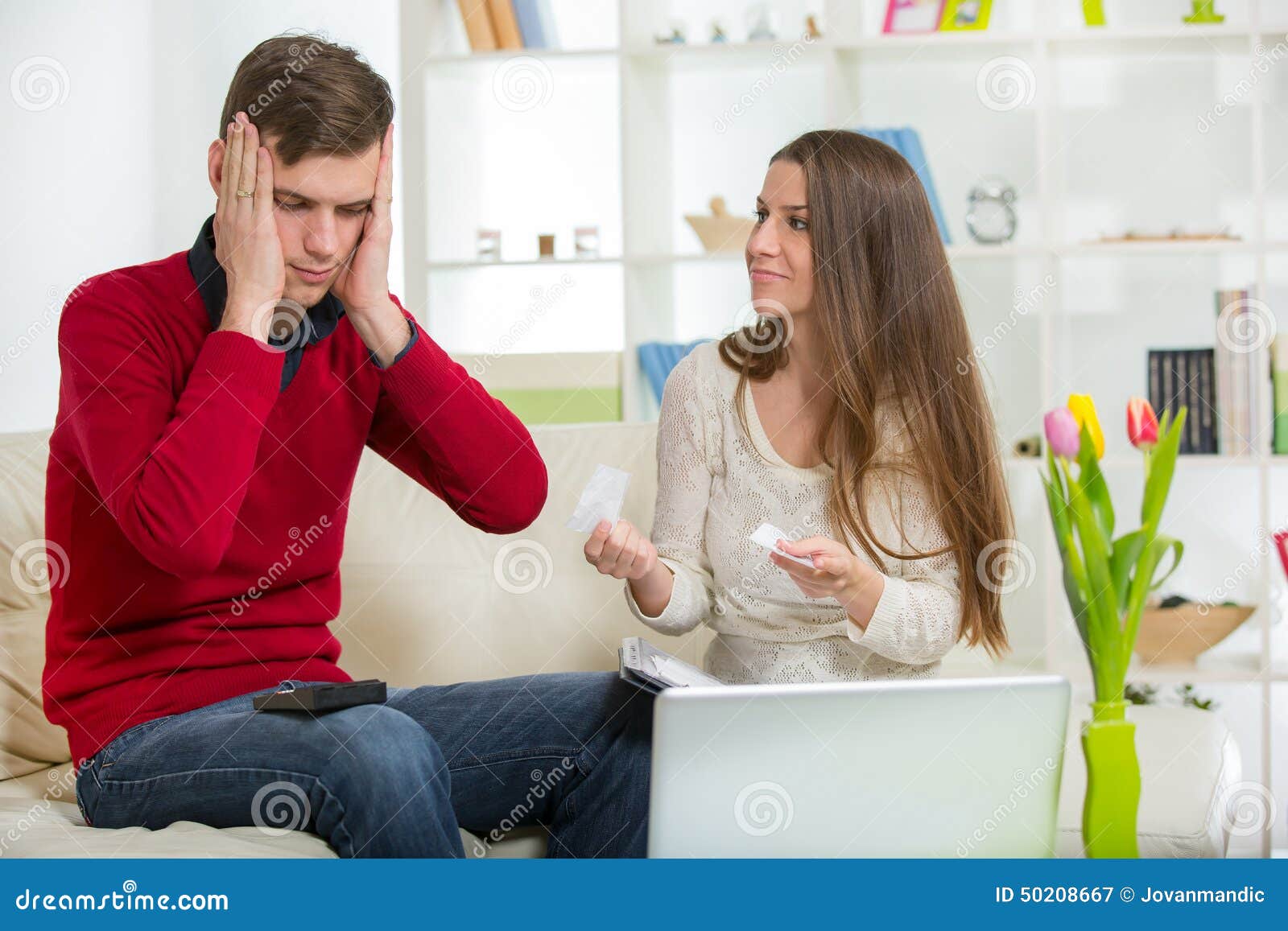 View of an Attractive Couple Doing Administrative Paperwork Stock Image ...