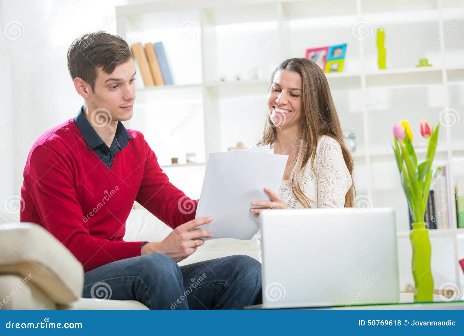 View of an Attractive Couple Doing Administrative Paperwork Stock Photo ...