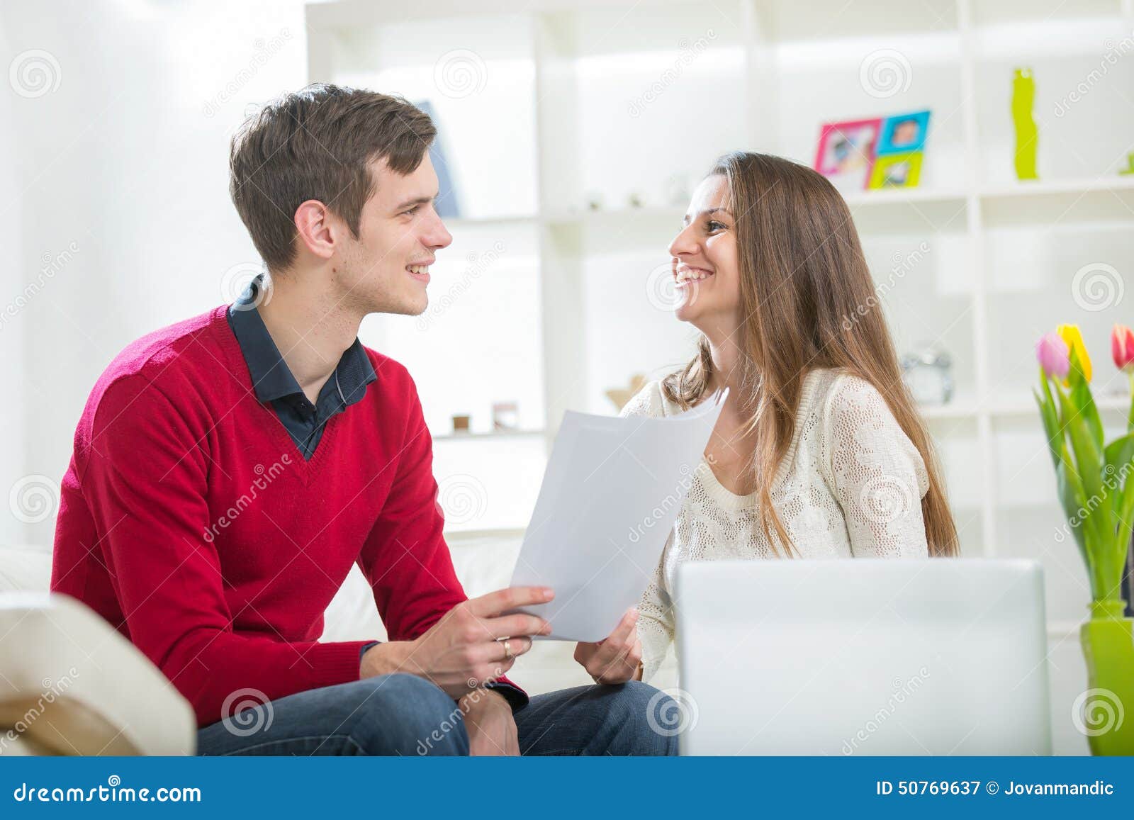 View of an Attractive Couple Doing Administrative Paperwork Stock Image ...