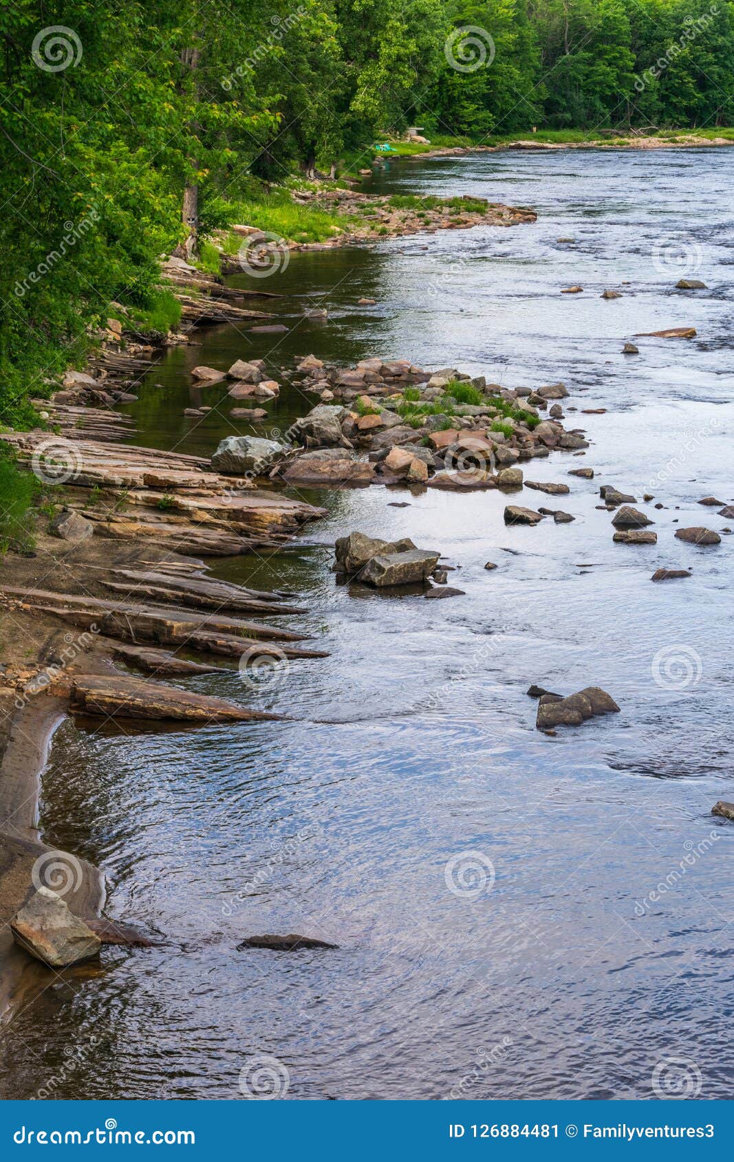 A View of the Ausable River Flowing Toward Lake Champlain Stock Image ...