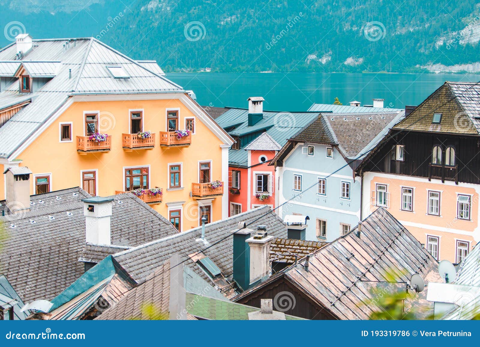 View of Austrian Building at Alpine Lakeside Stock Photo - Image of ...