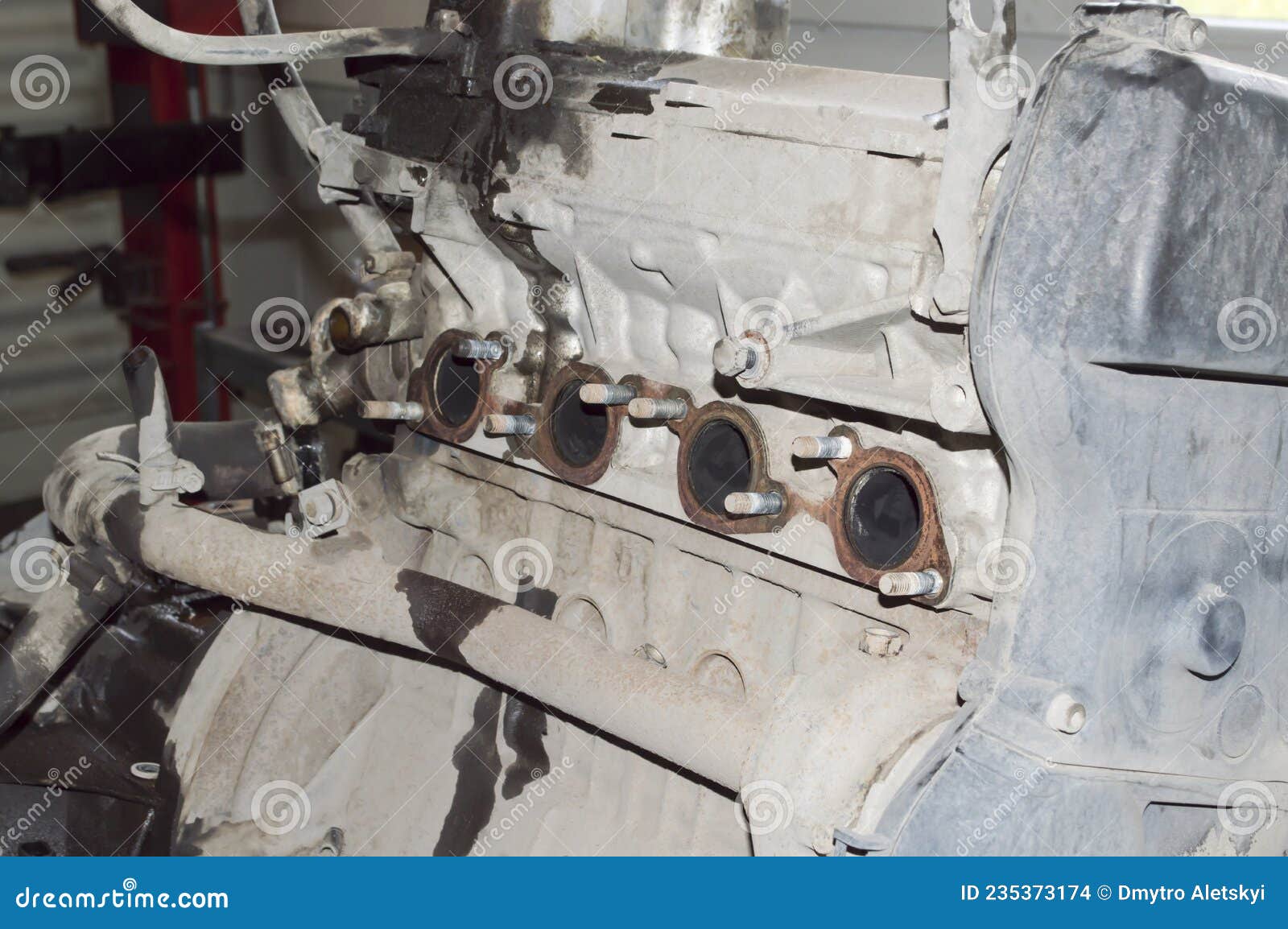 View of the Engine from the Side of the Removed Exhaust Manifold Stock ...