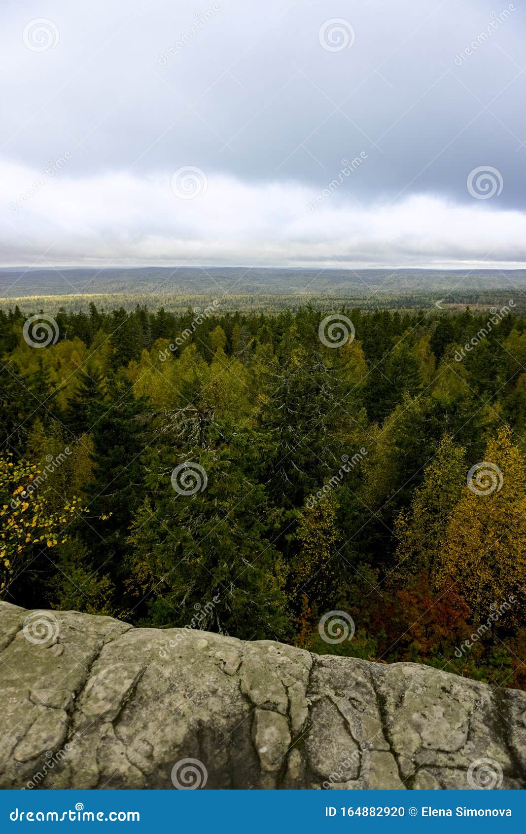 View of the Autumn Forest from the Cliff Stock Photo - Image of foliage ...