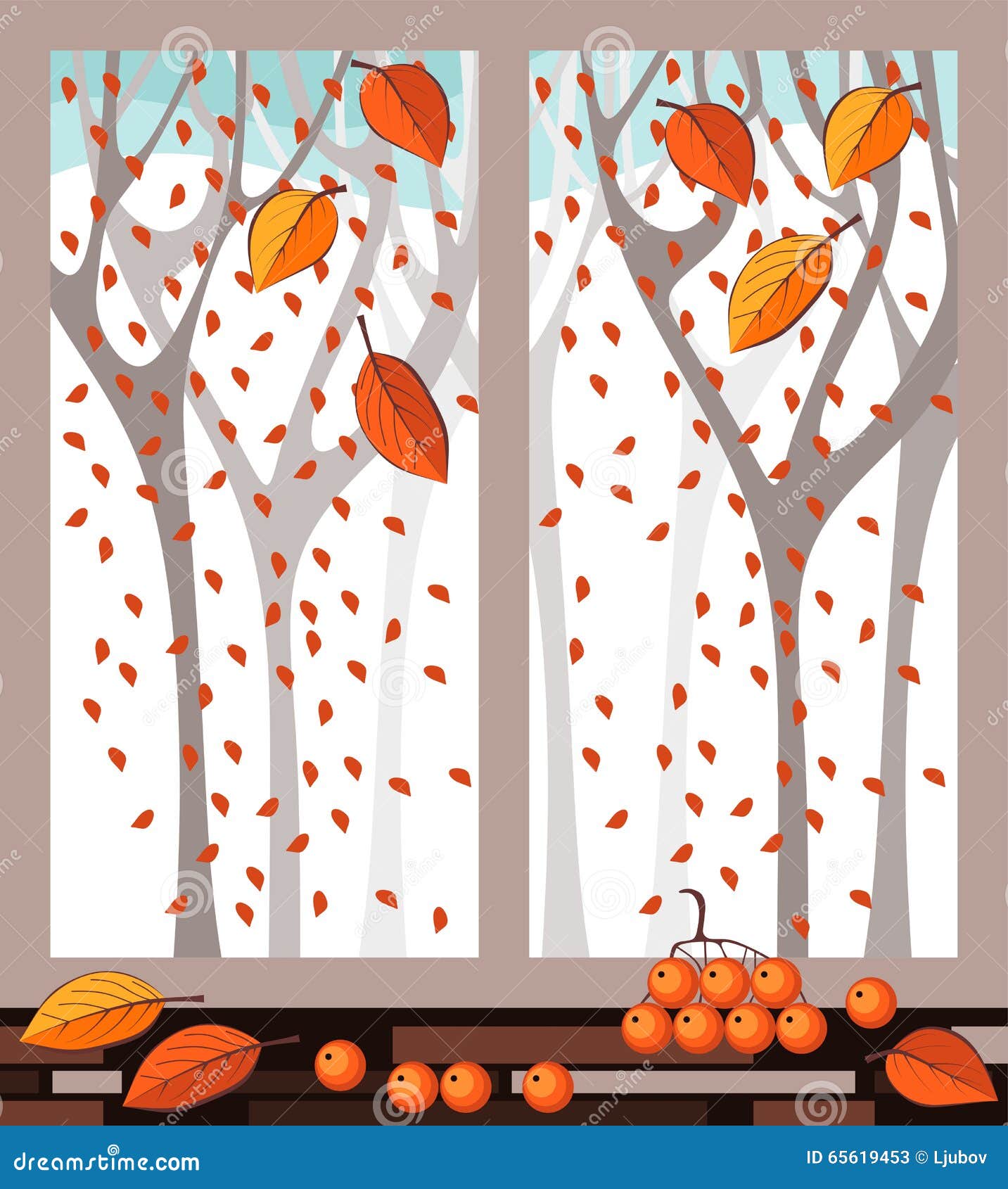 View of Autumn Forest Out the Window. Stock Vector - Illustration of ...