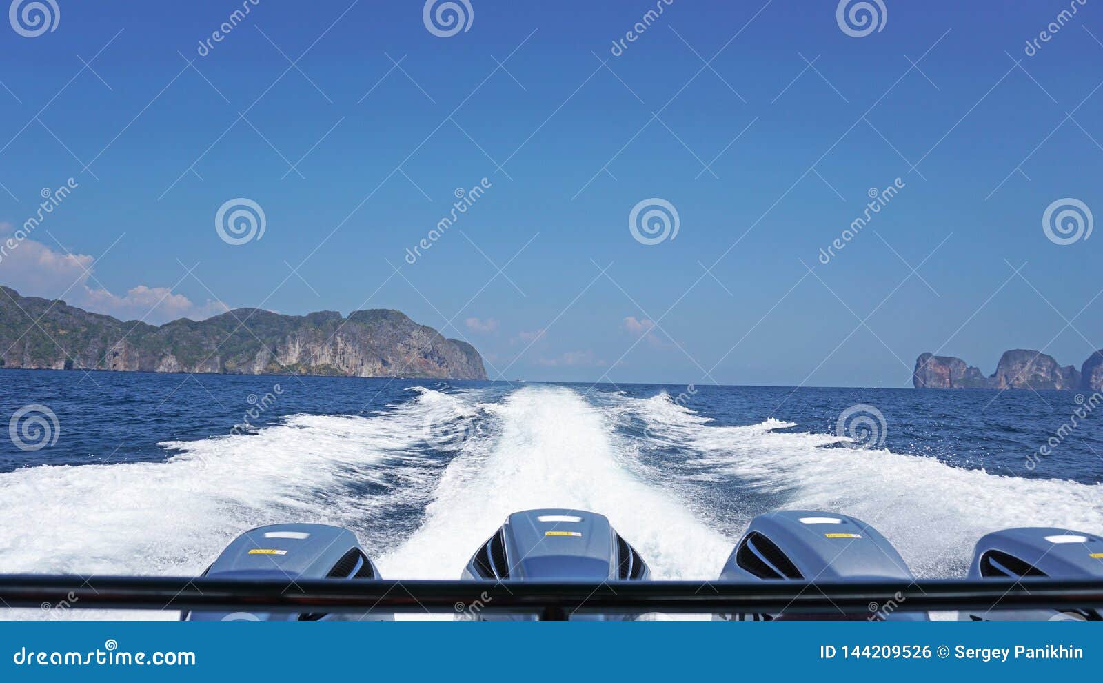 View of the Back of the Boat. Waves from the Engines of a High-speed ...