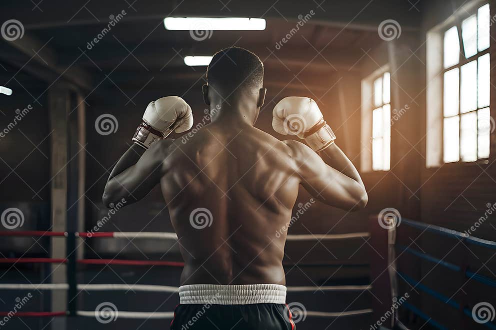 View Back View of Boxer Training in Old Gym, Capturing the Essence of ...