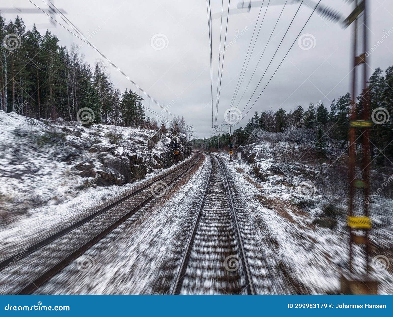 View from the Back Window of a Swedish High Speed Train Stock Image ...