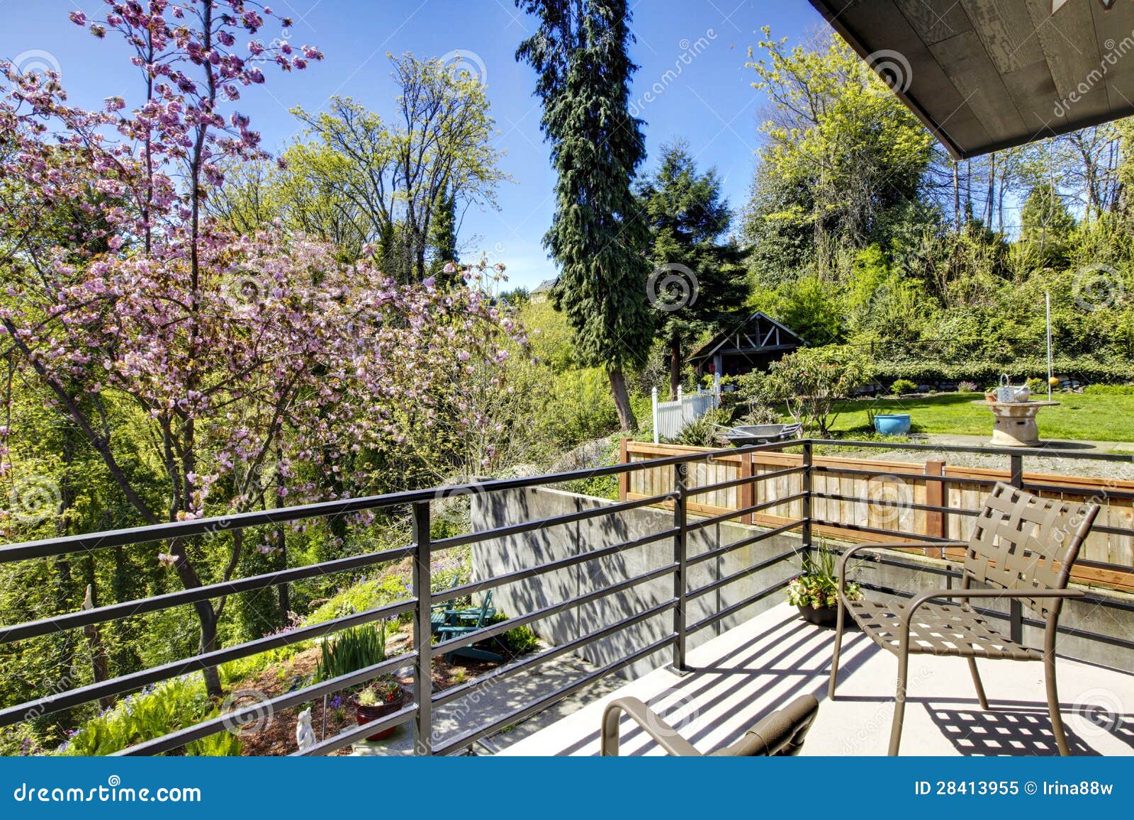 View of the Back Yard from the Balcony of Second Floor. Stock Image ...