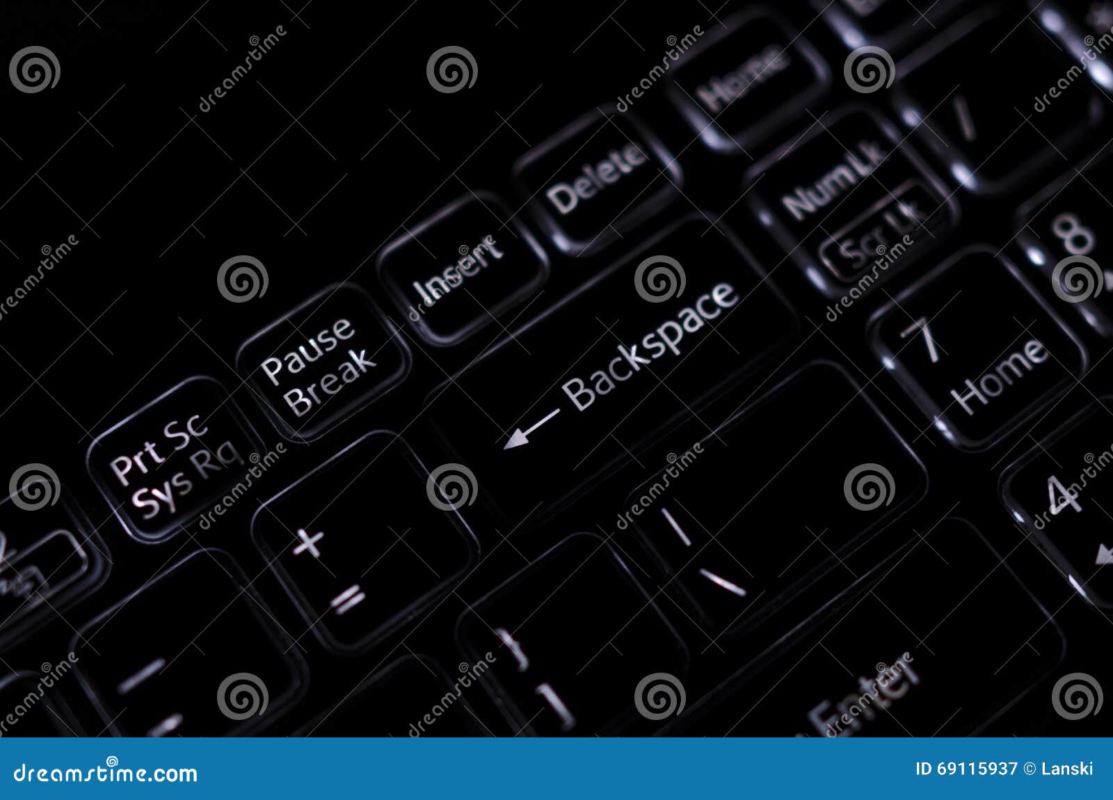 View on Backspace button stock image. Image of keyboard - 69115937