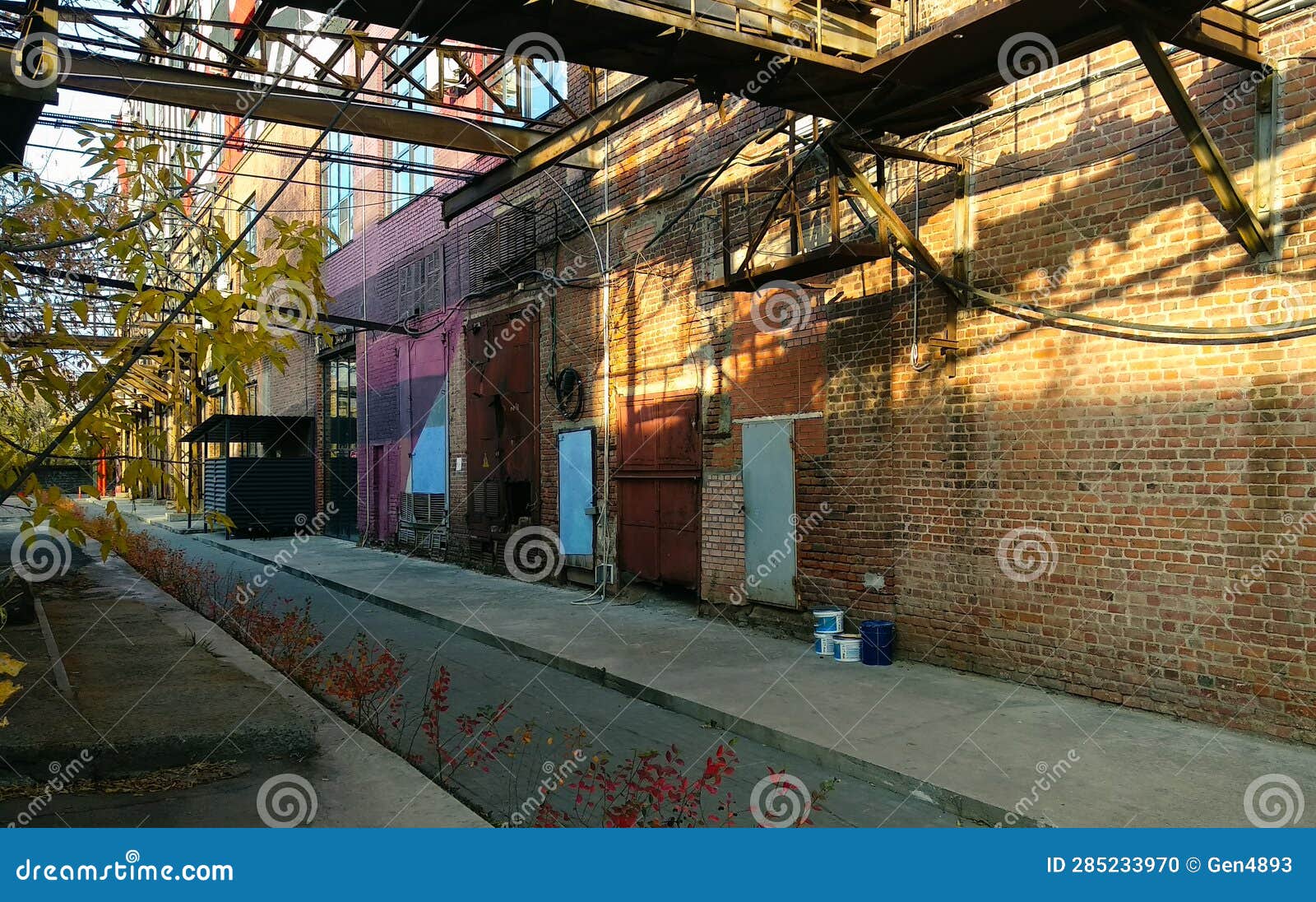 View of the Backyard and the Facade of the Old Factory Stock Photo ...