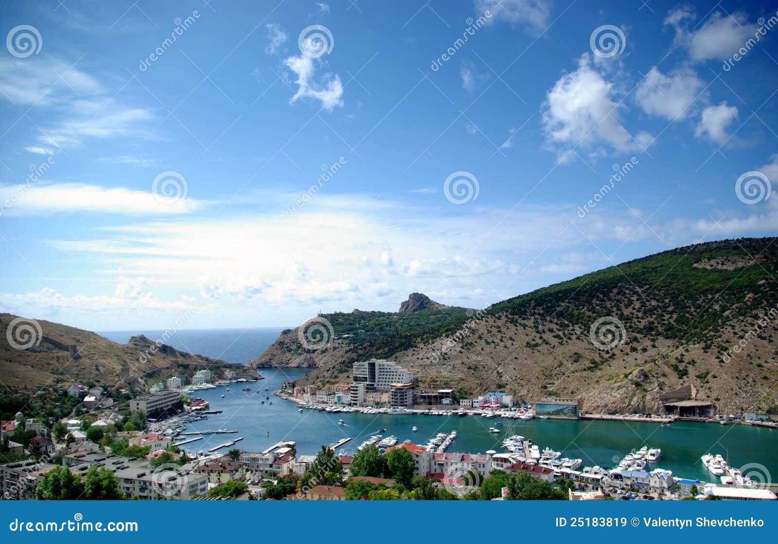 View of Balaklava bay stock image. Image of houses, fleet - 25183819