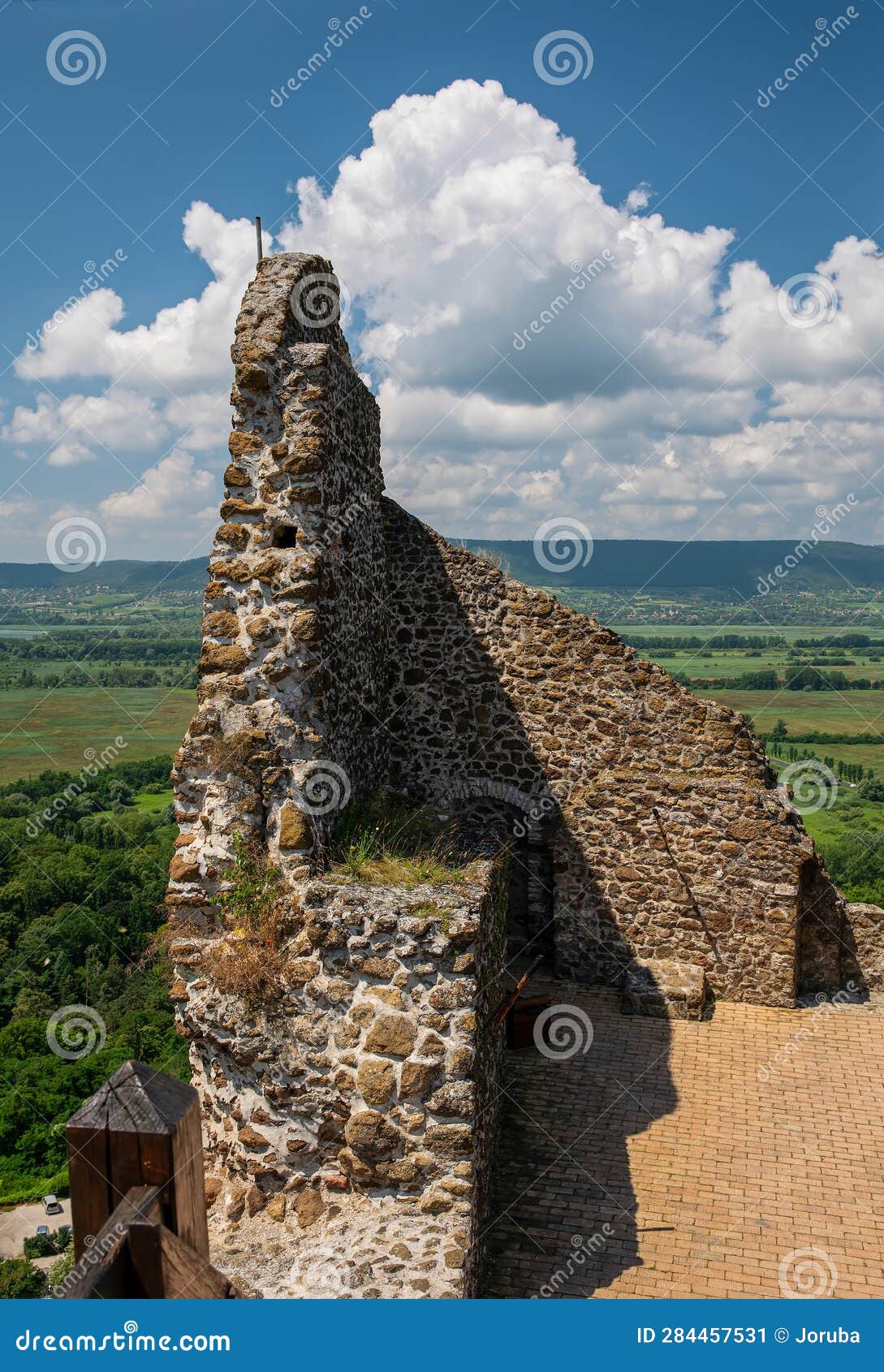 View of Balaton Uplands from Ruins of Szigliget Medieval Castle Stock ...