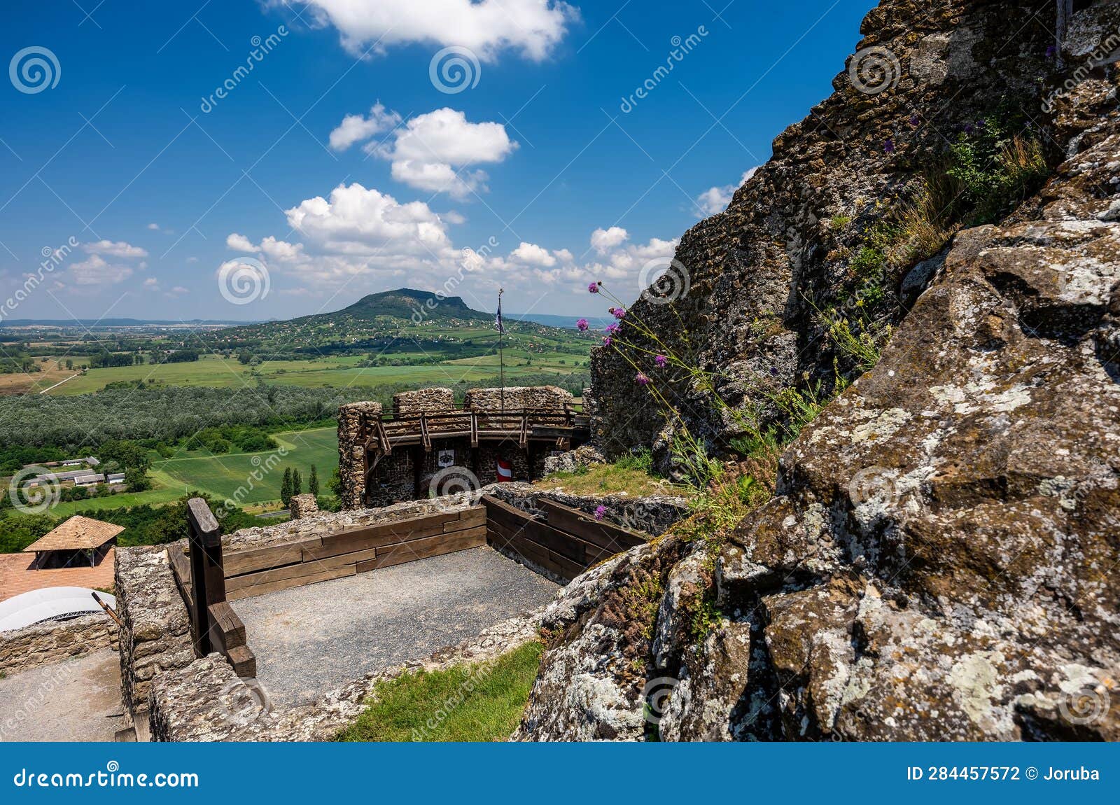 View of Balaton Uplands from Ruins of Szigliget Medieval Castle Stock ...