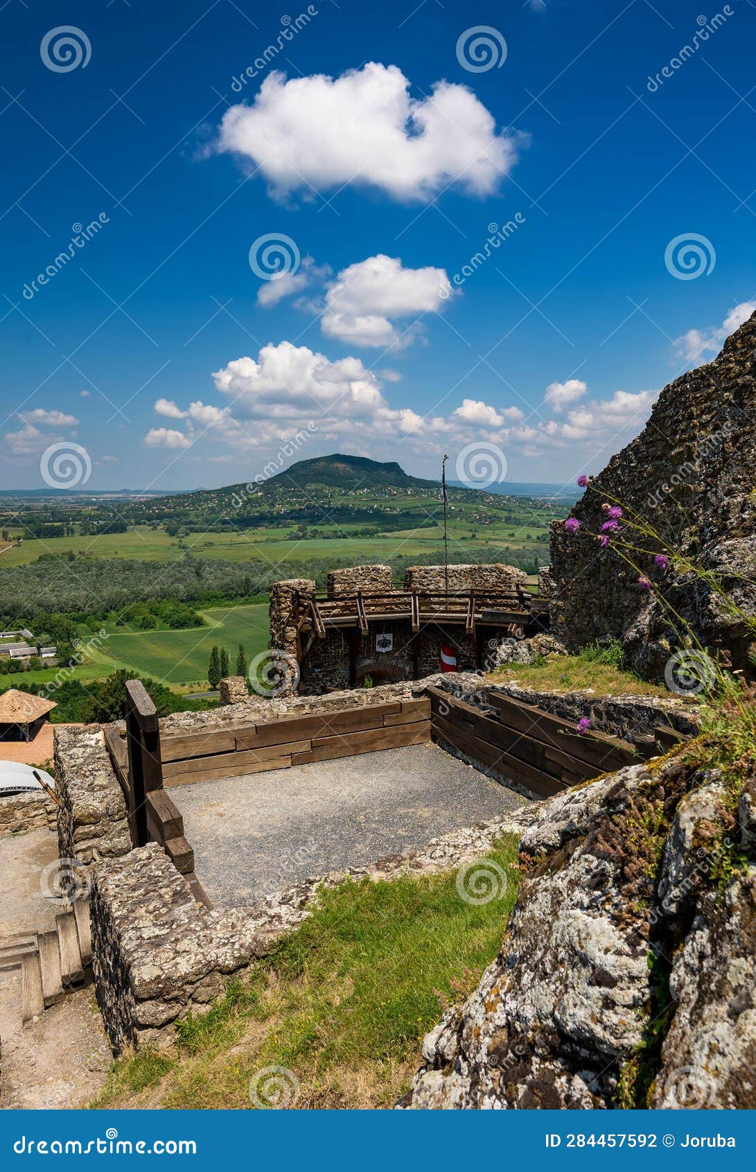 View of Balaton Uplands from Ruins of Szigliget Medieval Castle Stock ...