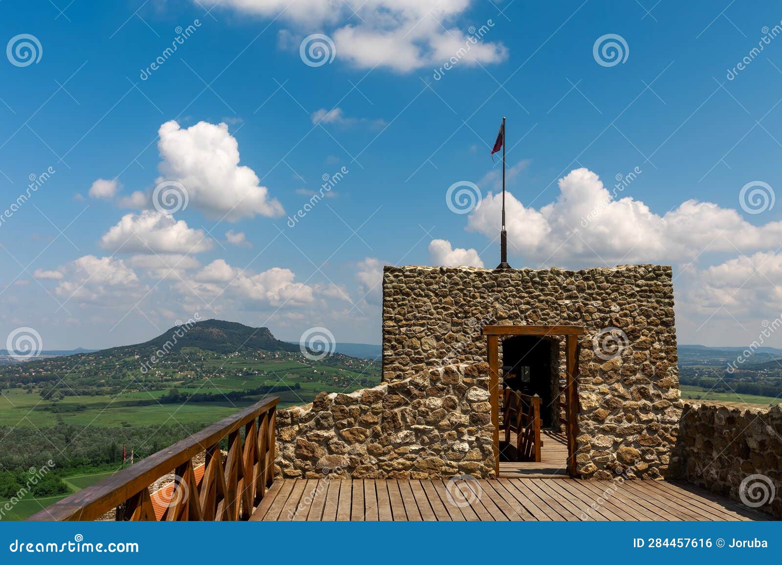 View of Balaton Uplands from Ruins of Szigliget Medieval Castle Stock ...
