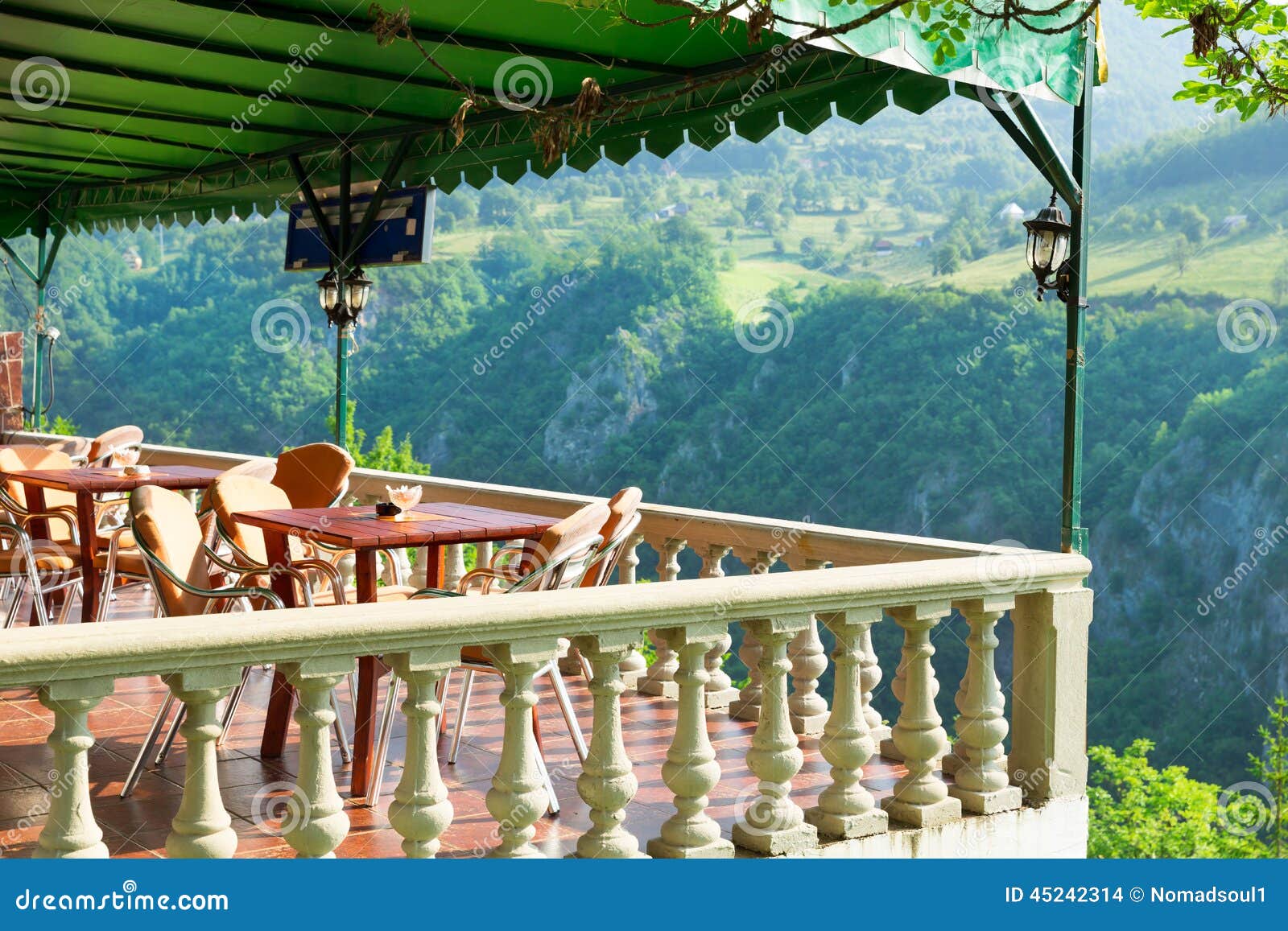 View from Balcony of Small Cafe Stock Photo - Image of city ...