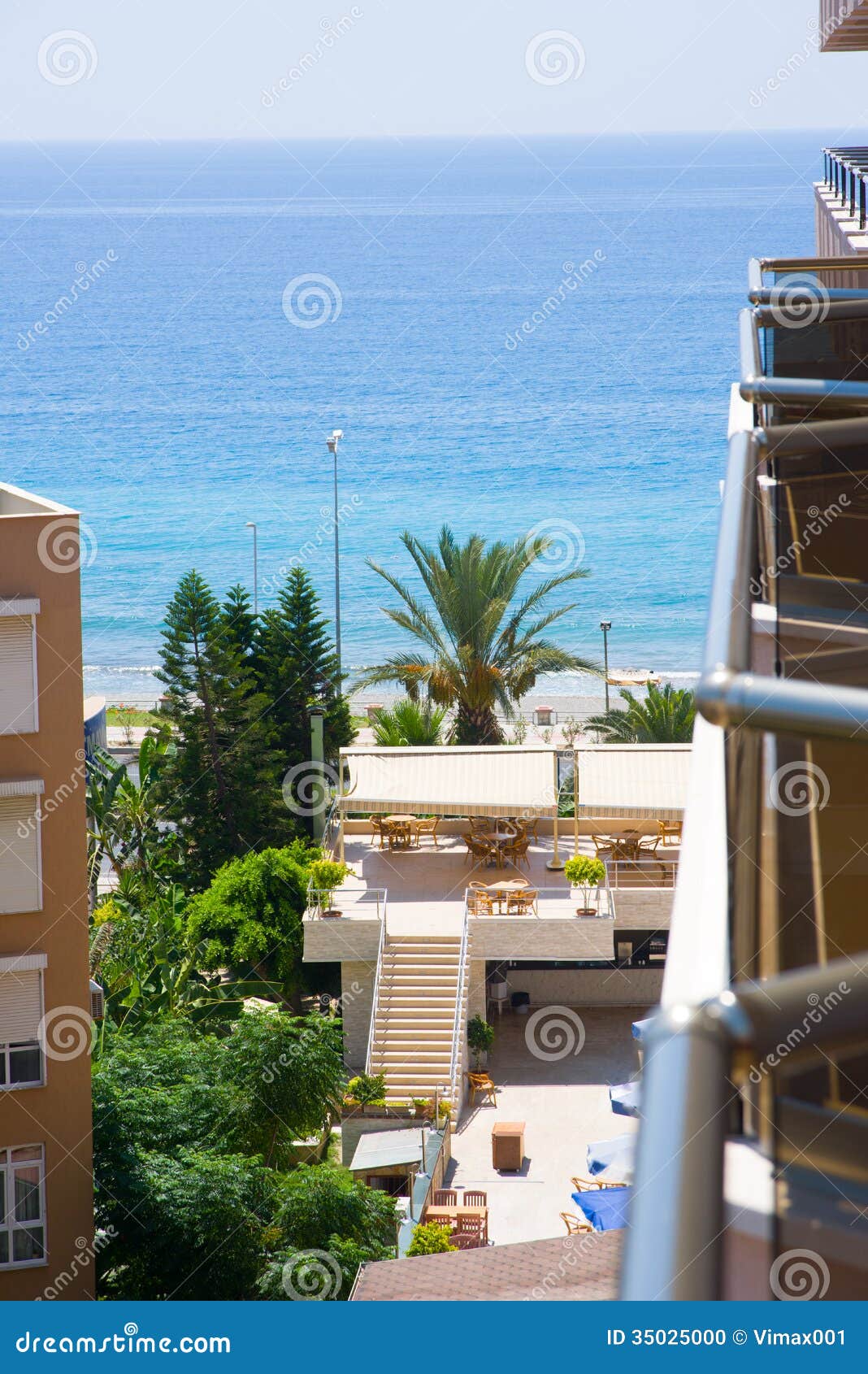 View from balcony to sea stock photo. Image of idyllic - 35025000
