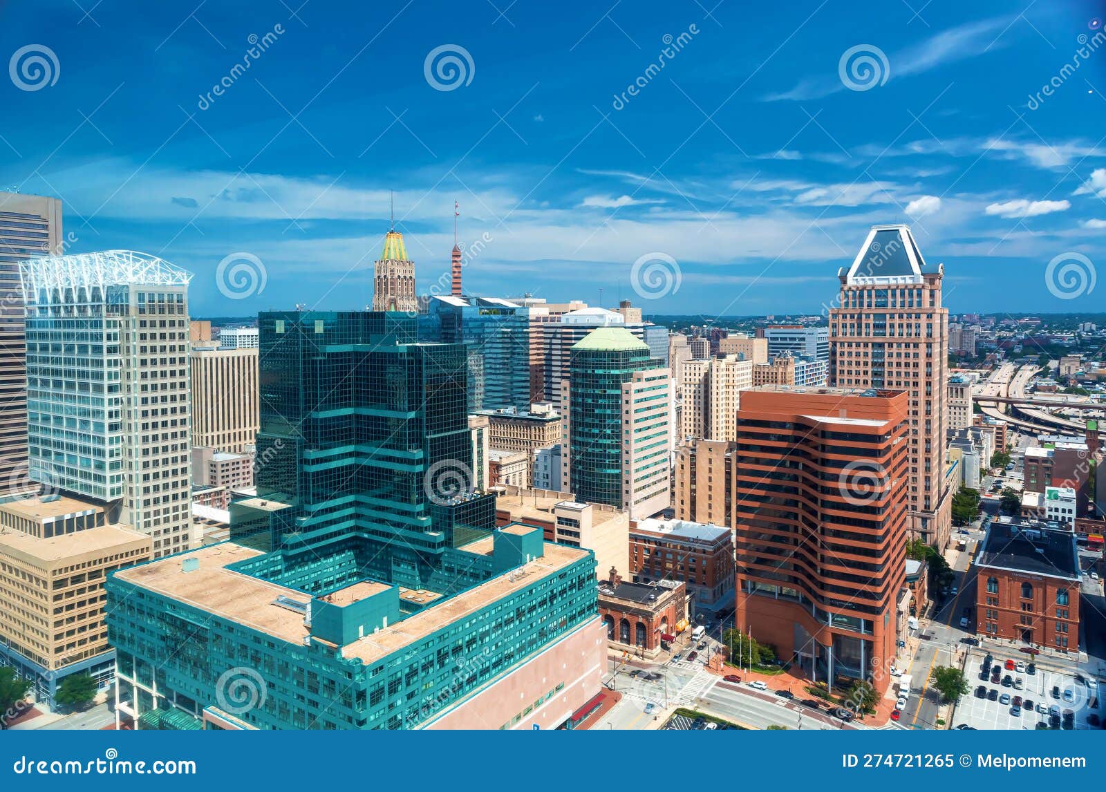 View of Baltimore Cityscape from Above Stock Image - Image of high ...