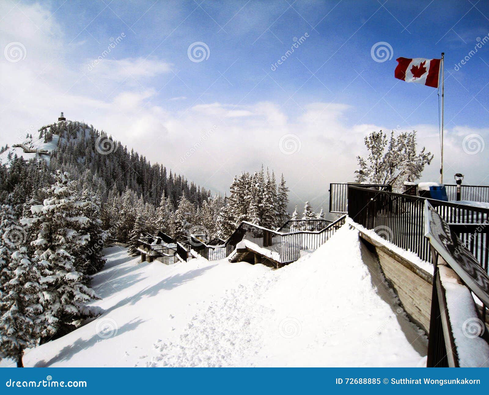 The View from Banff Gondola Platform with Snow Stock Image - Image of ...