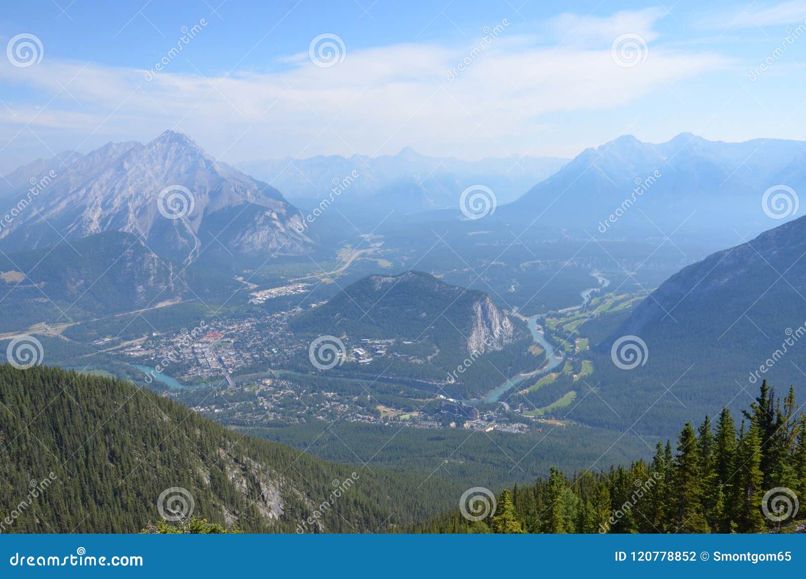 View of Banff from Banff Gondola Stock Photo - Image of summer, alberta ...