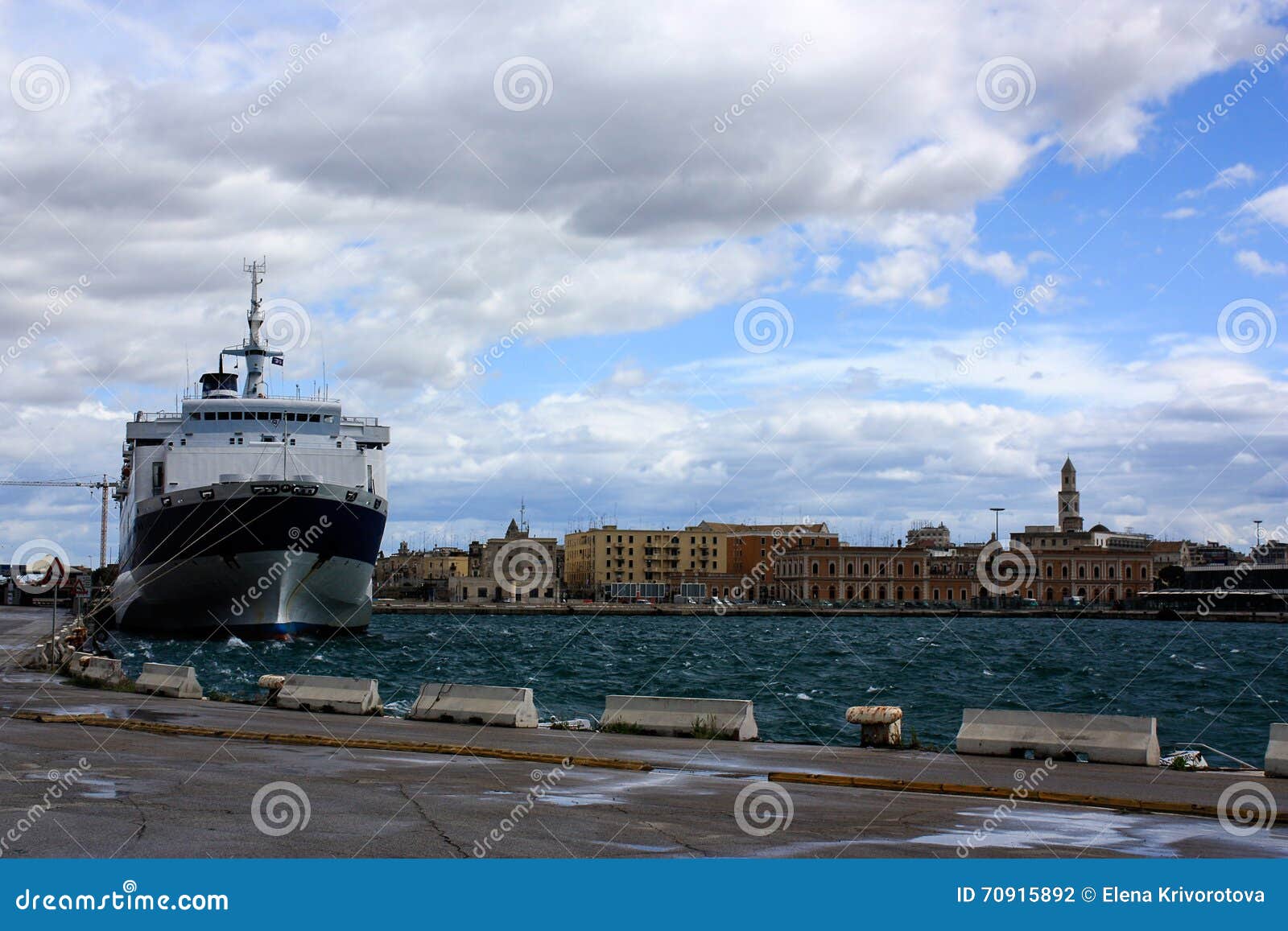 View on Bari and a Ship in the Port of Bari Stock Photo - Image of ...