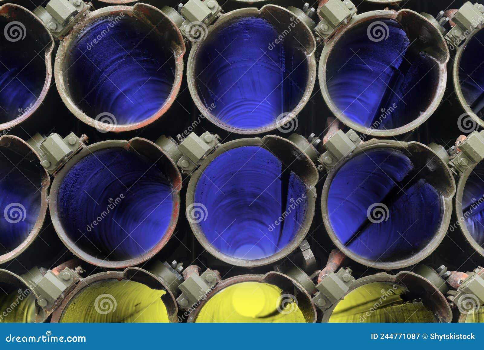 View through the Barrels of the Russian Multiple Launch Rocket System ...