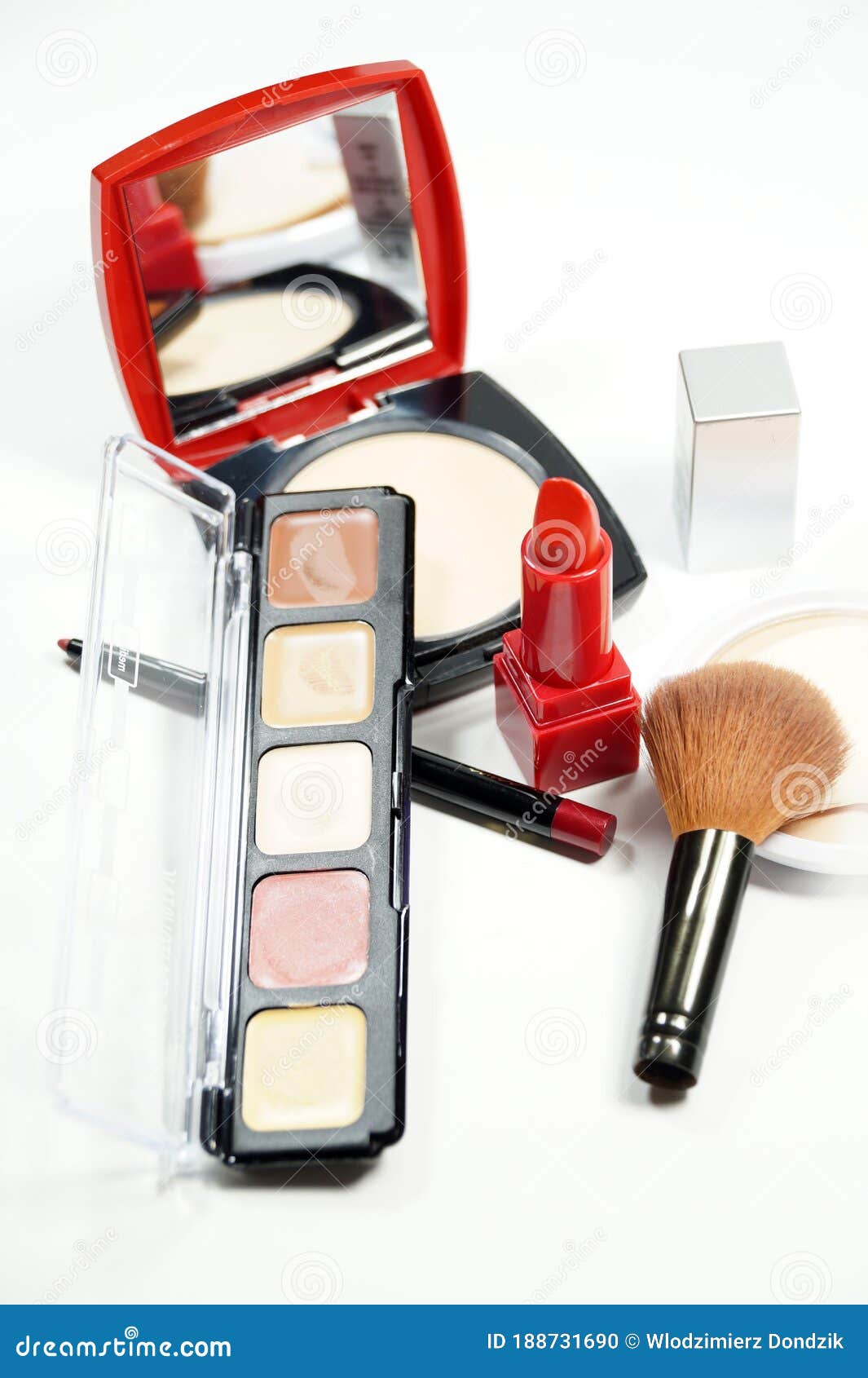 Cosmetics. a View of a Basic Make-up Set on a White Background Stock ...