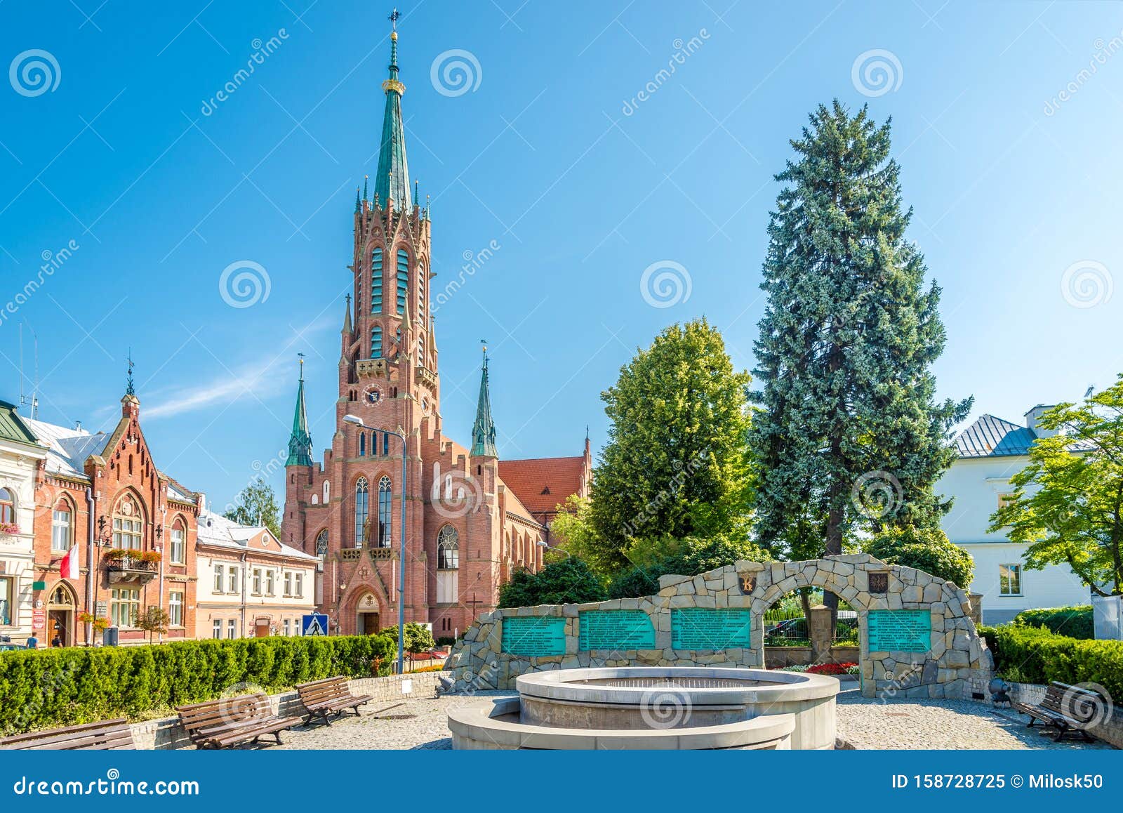 View at the Basilica Building in Small Town Grybow - Poland Stock Image ...