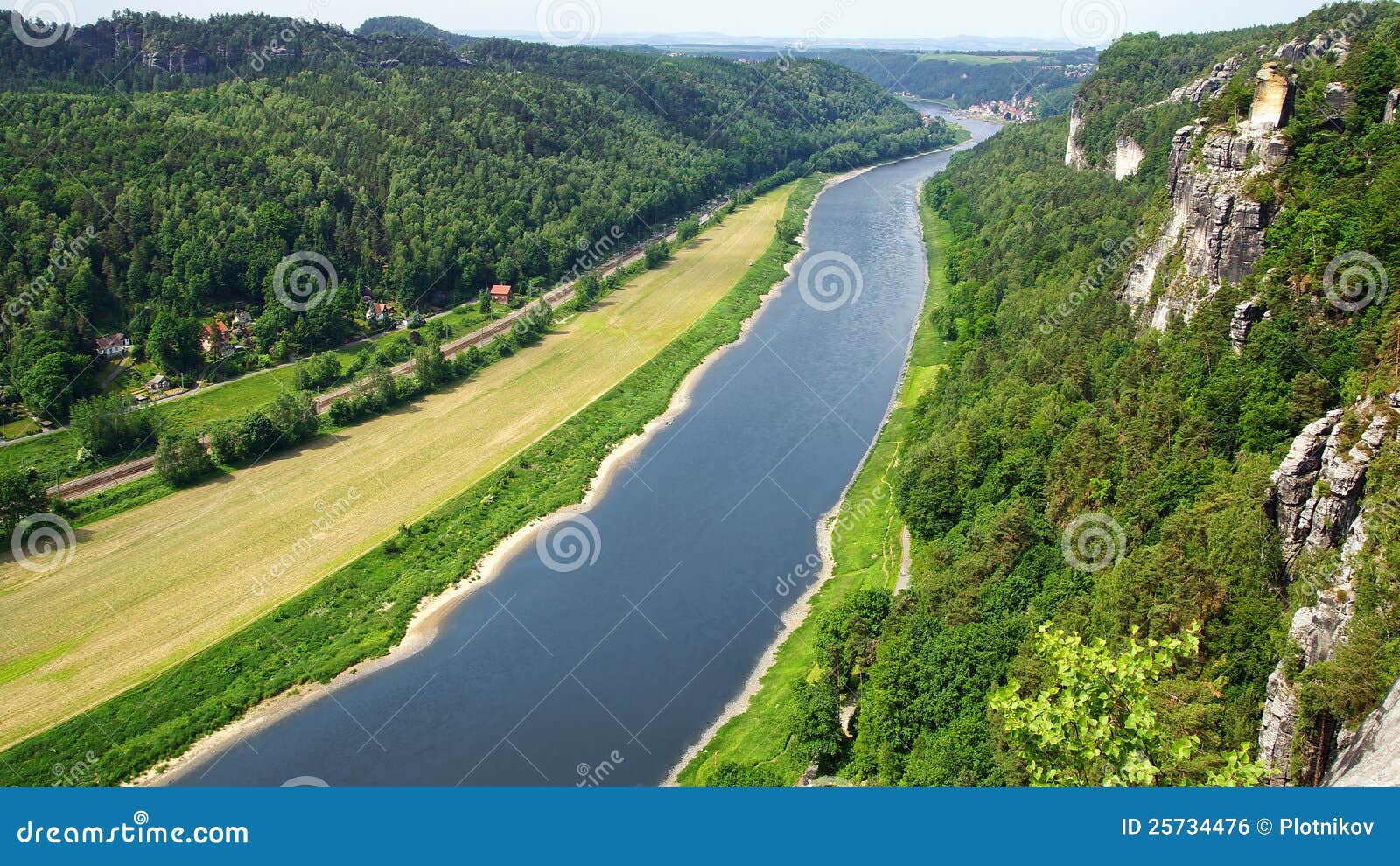 View from the Bastei on the River Elbe, Germany Stock Photo - Image of ...
