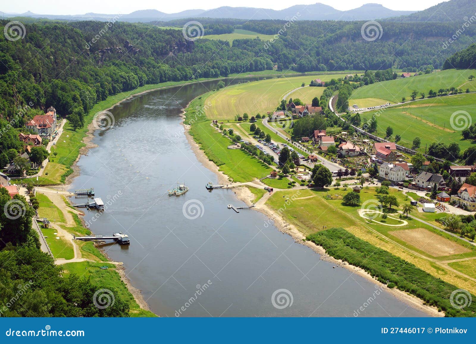 View from the Bastei on the River Elbe, Germany Stock Image - Image of ...