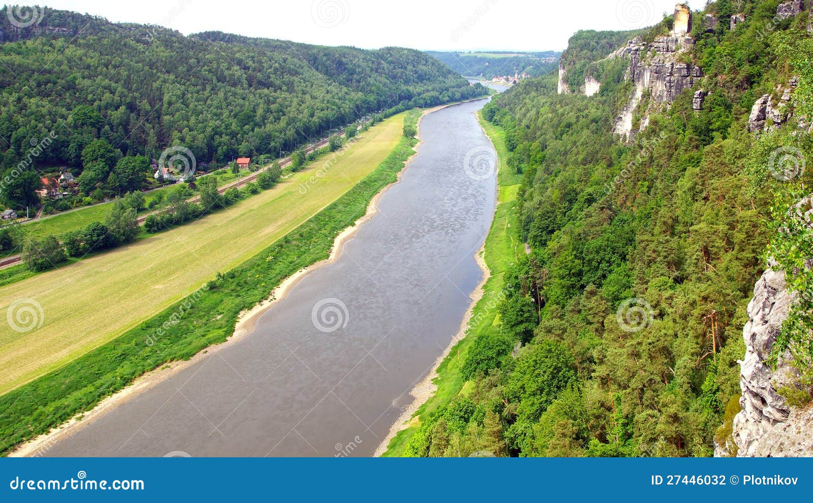 View from the Bastei on the River Elbe, Germany Stock Photo - Image of ...