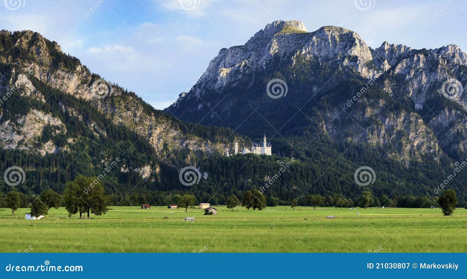 View of Bavarian Alps with Neuschwanstein Castle Stock Image - Image of ...