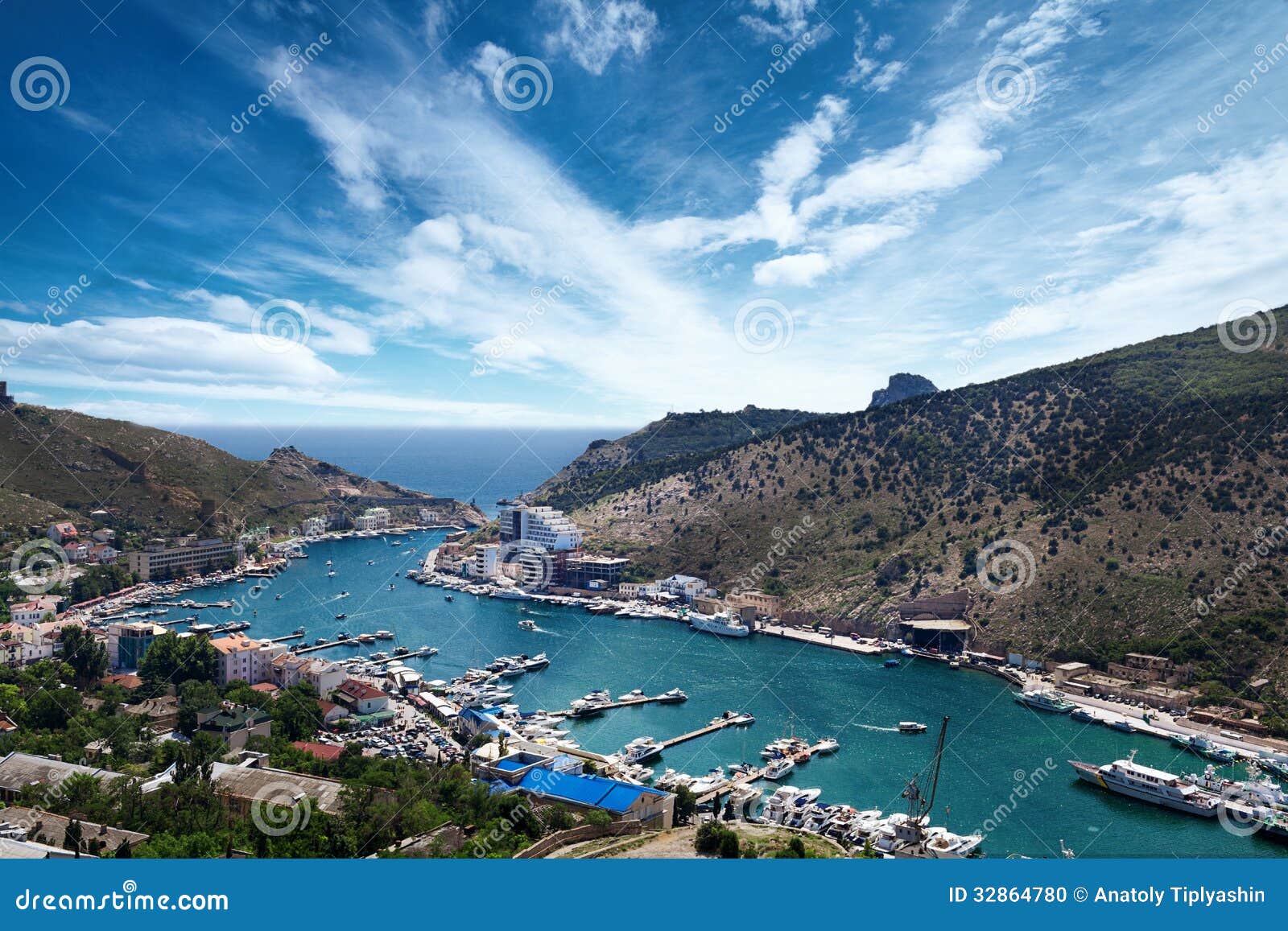 View of the Bay of Balaklava Stock Photo - Image of city, yachts: 32864780