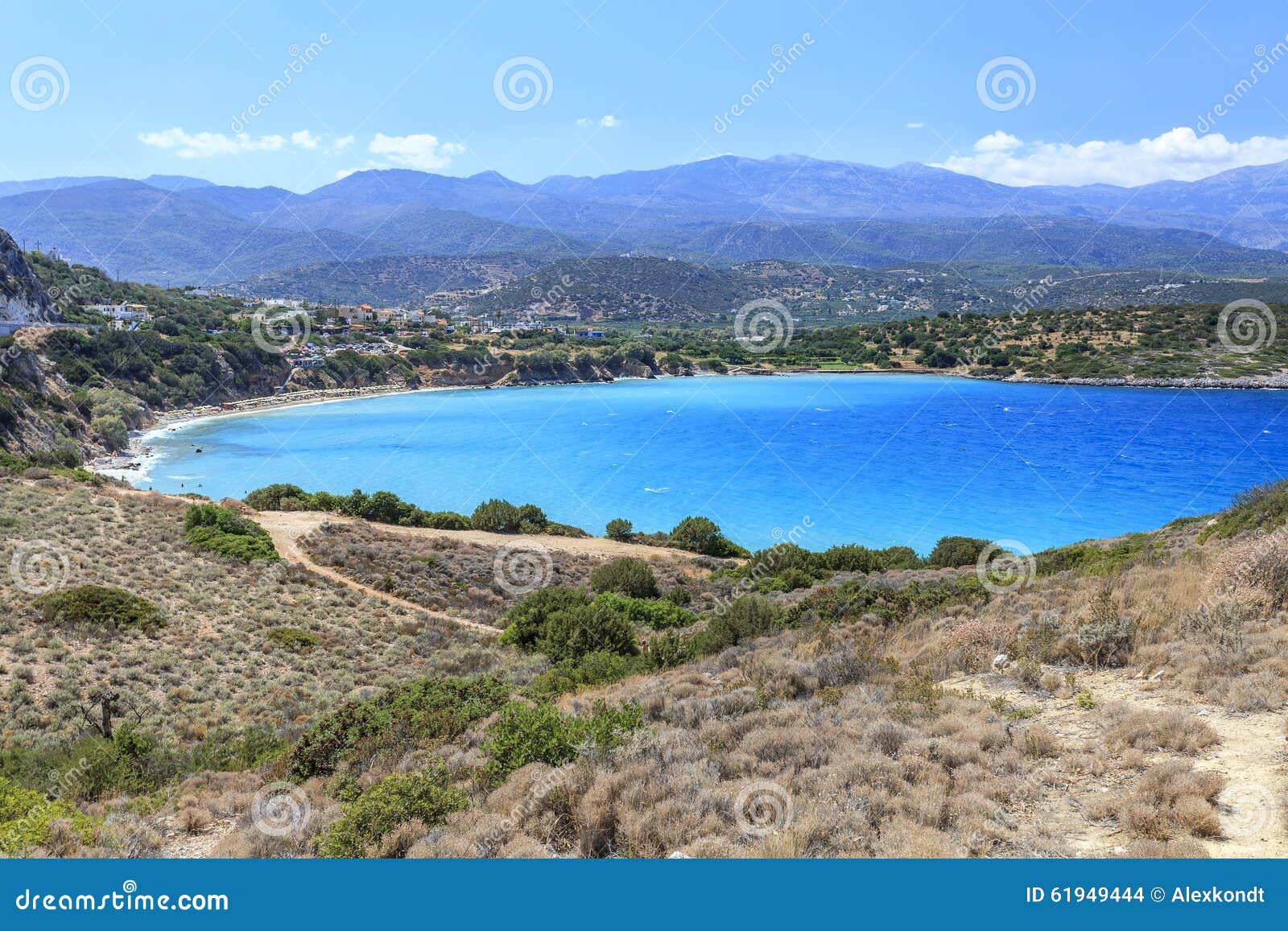 View of the Bay of Crete. Greece. Stock Photo - Image of green, bush ...