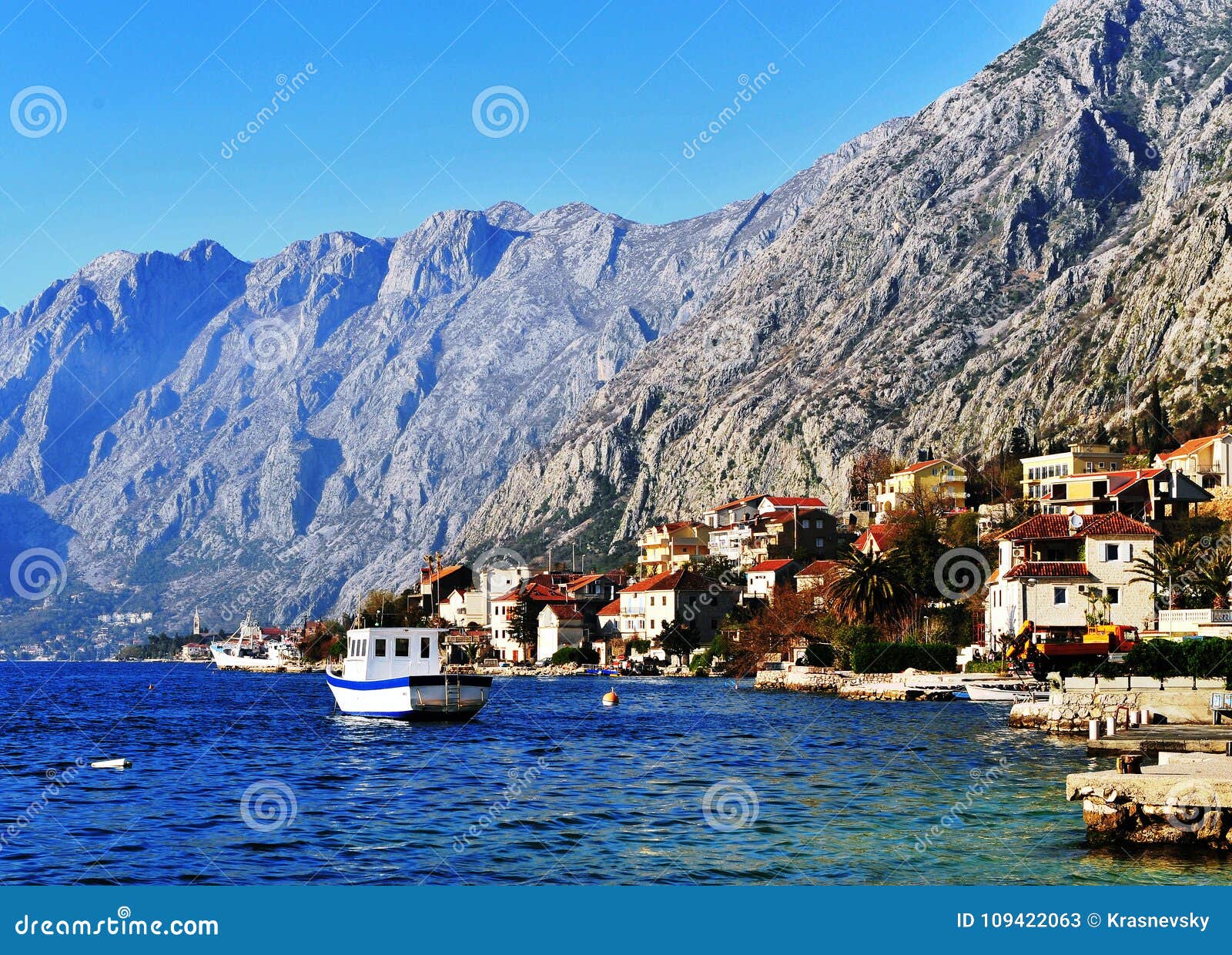 View of bay of Kotor stock image. Image of scenic, view - 109422063