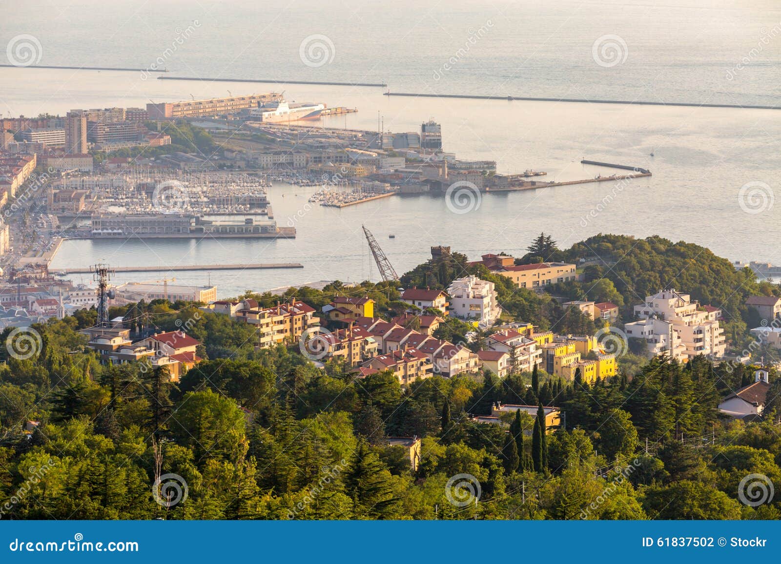 View on the bay in Trieste stock photo. Image of cliff - 61837502