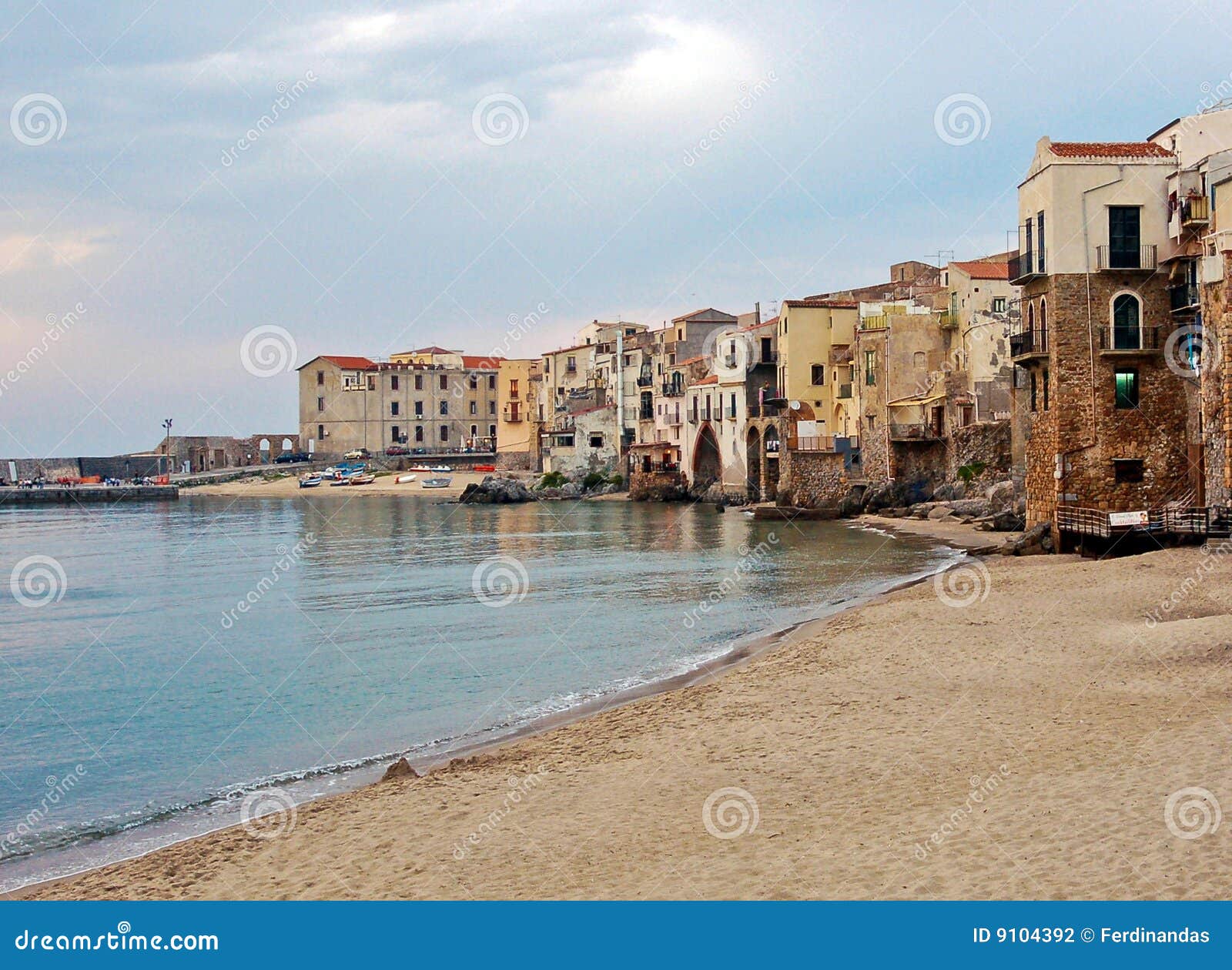 View at beach in Cefalu stock photo. Image of lagoon, italy - 9104392
