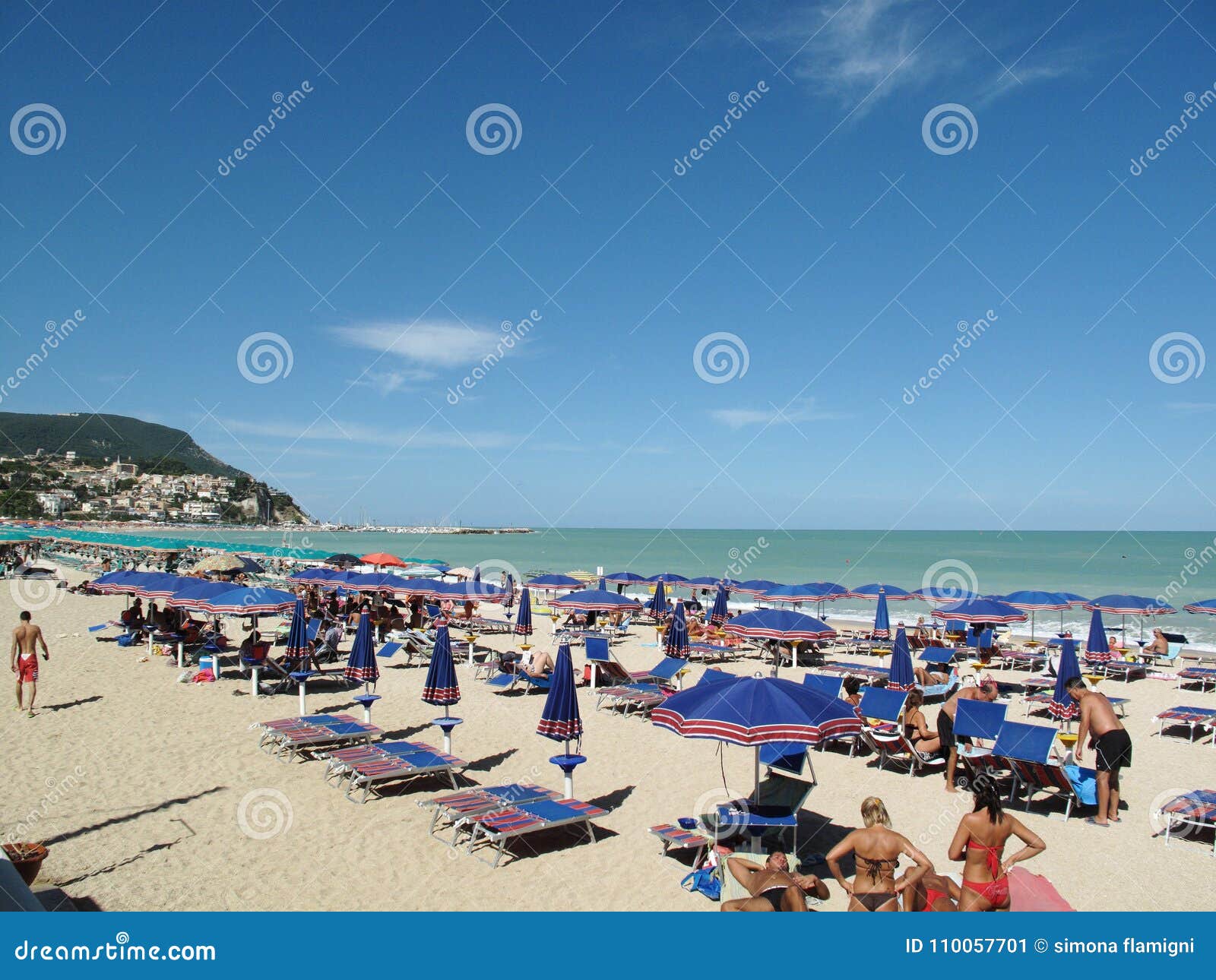 Numana Beach By Night Monte Conero Riviera Marche Italy Royalty-Free ...