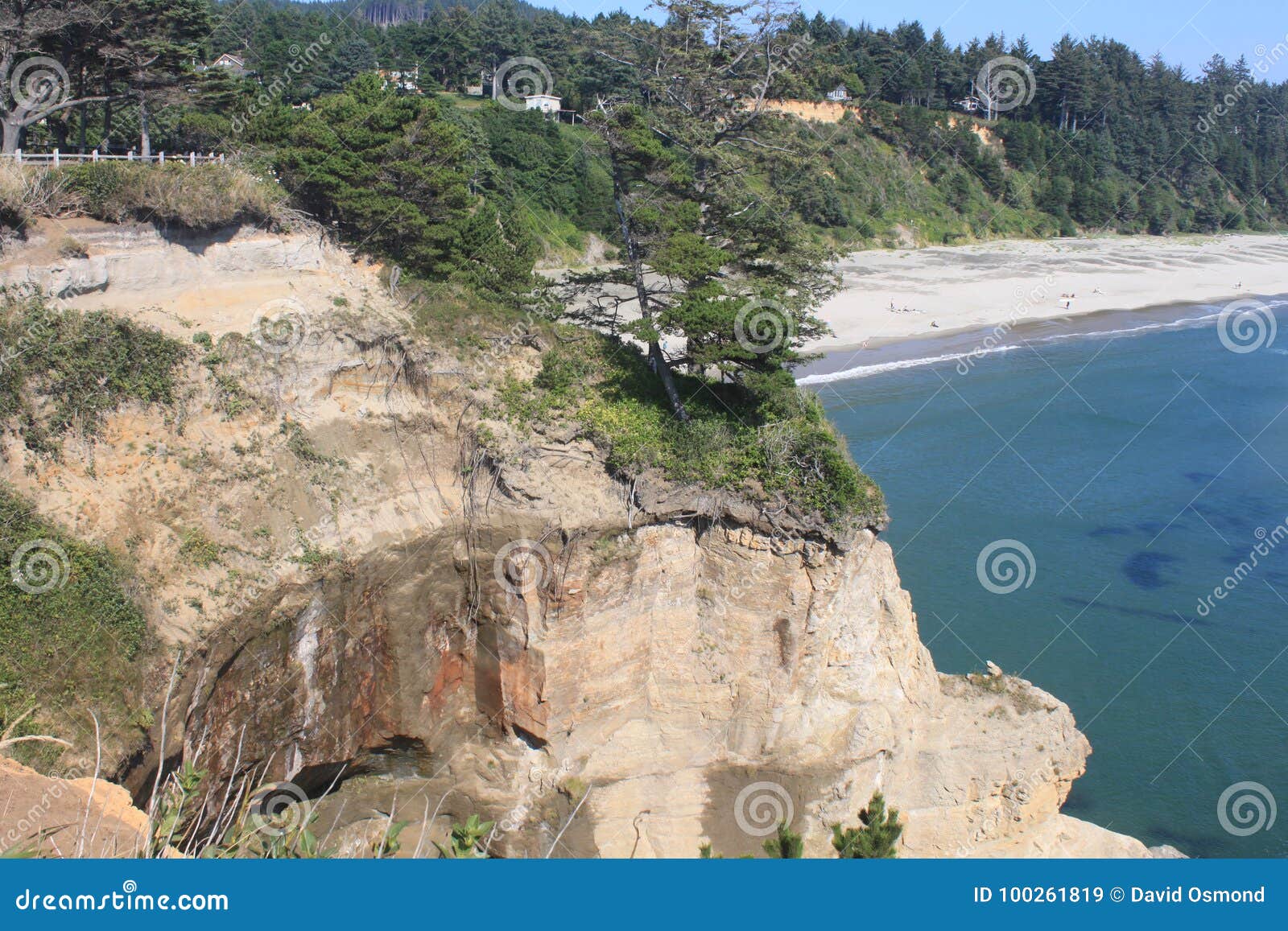 Cliff and Beach on the Oregon Coast Stock Image - Image of blue ...