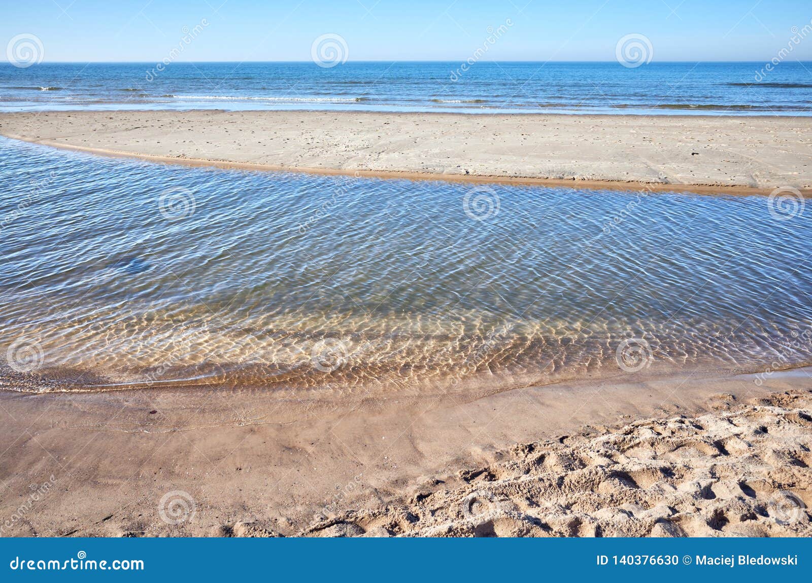 View of a Beach with Shallow Water Stock Photo - Image of wave, sand ...