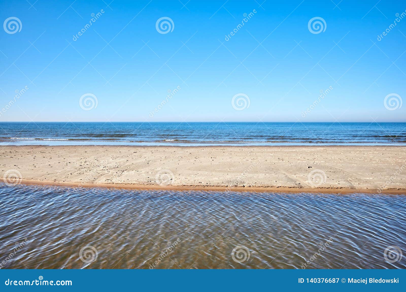 View of a Beach with Shallow Water Stock Image - Image of island, water ...