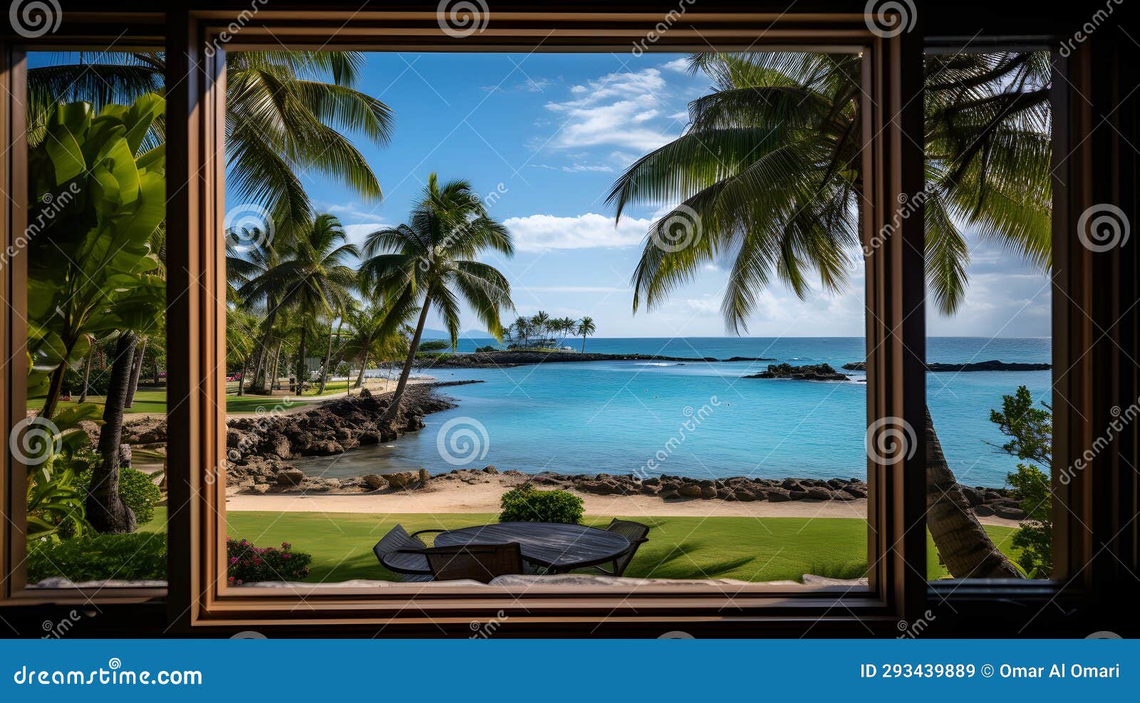 A View of a Beach through a Window.Window View from Resort Window ...