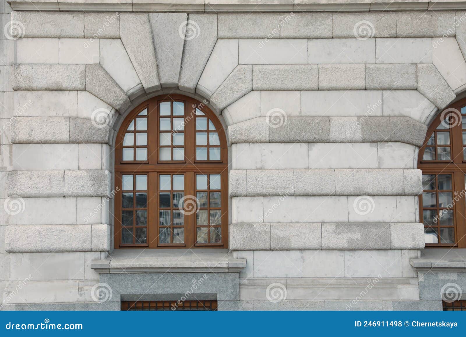 View of Beautiful Arched Windows in Building Outdoors Stock Photo ...