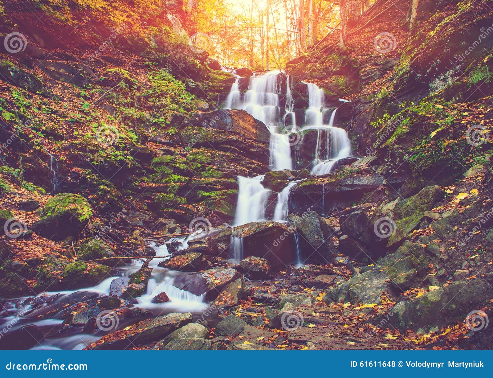 View of a Beautiful Autumn Waterfall in Mountains. Stock Photo - Image ...